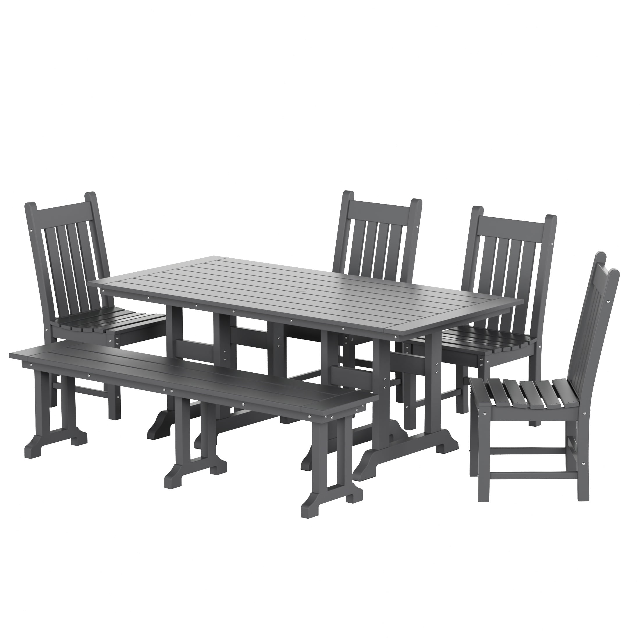 WestinTrends Malibu 6 Piece Outdoor Dining Set with Bench, All Weather ...