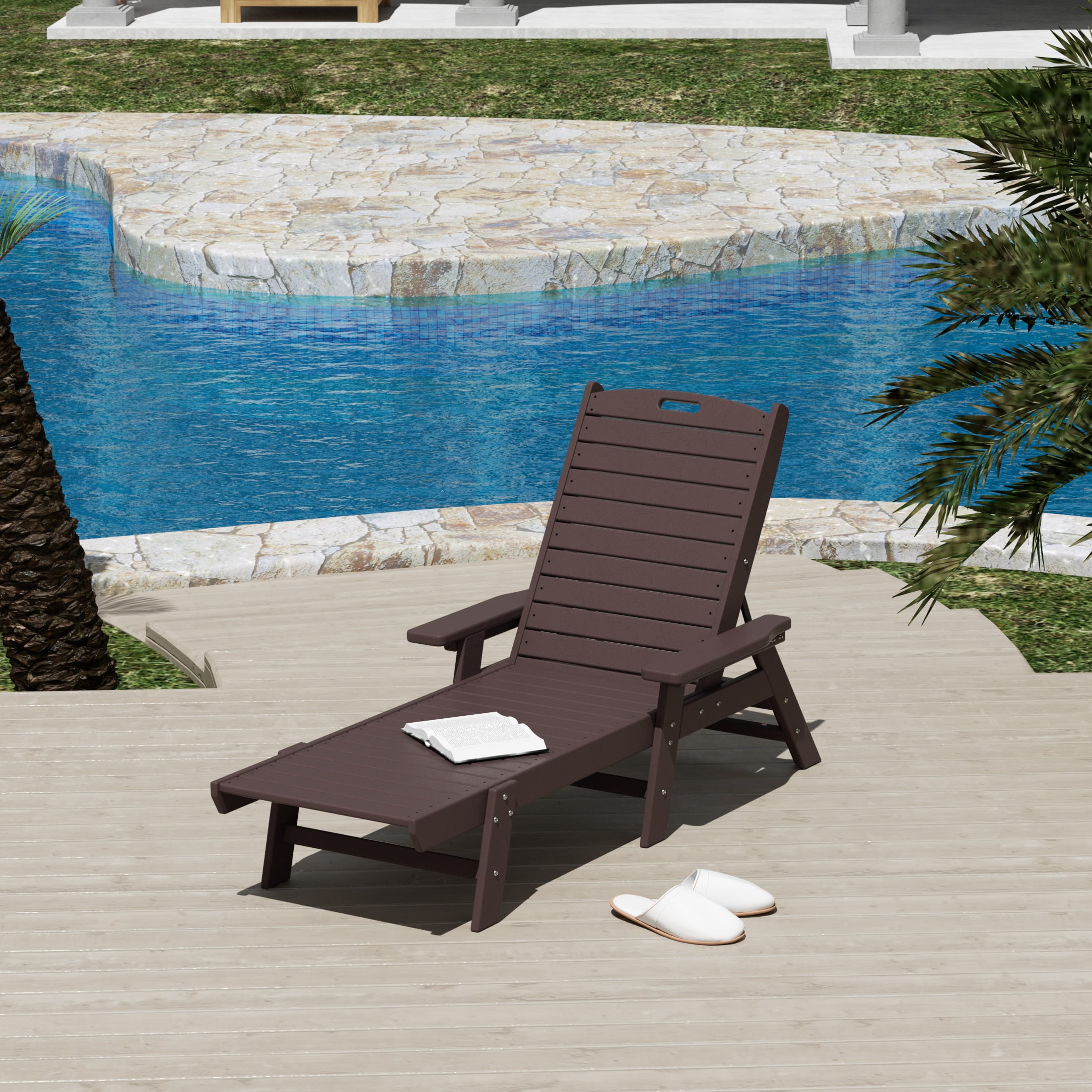 WestinTrends Malibu Chaise Lounge Outdoor, All Weather Poly Lumber ...