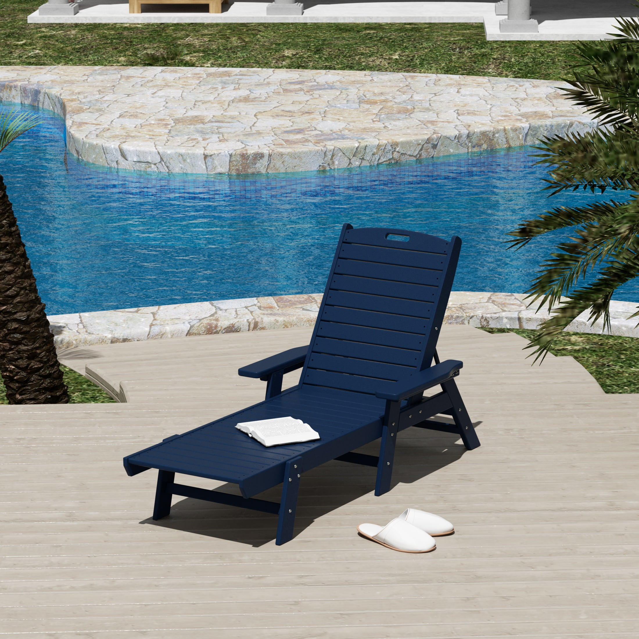 WestinTrends Malibu Chaise Lounge Outdoor, All Weather Poly Lumber ...