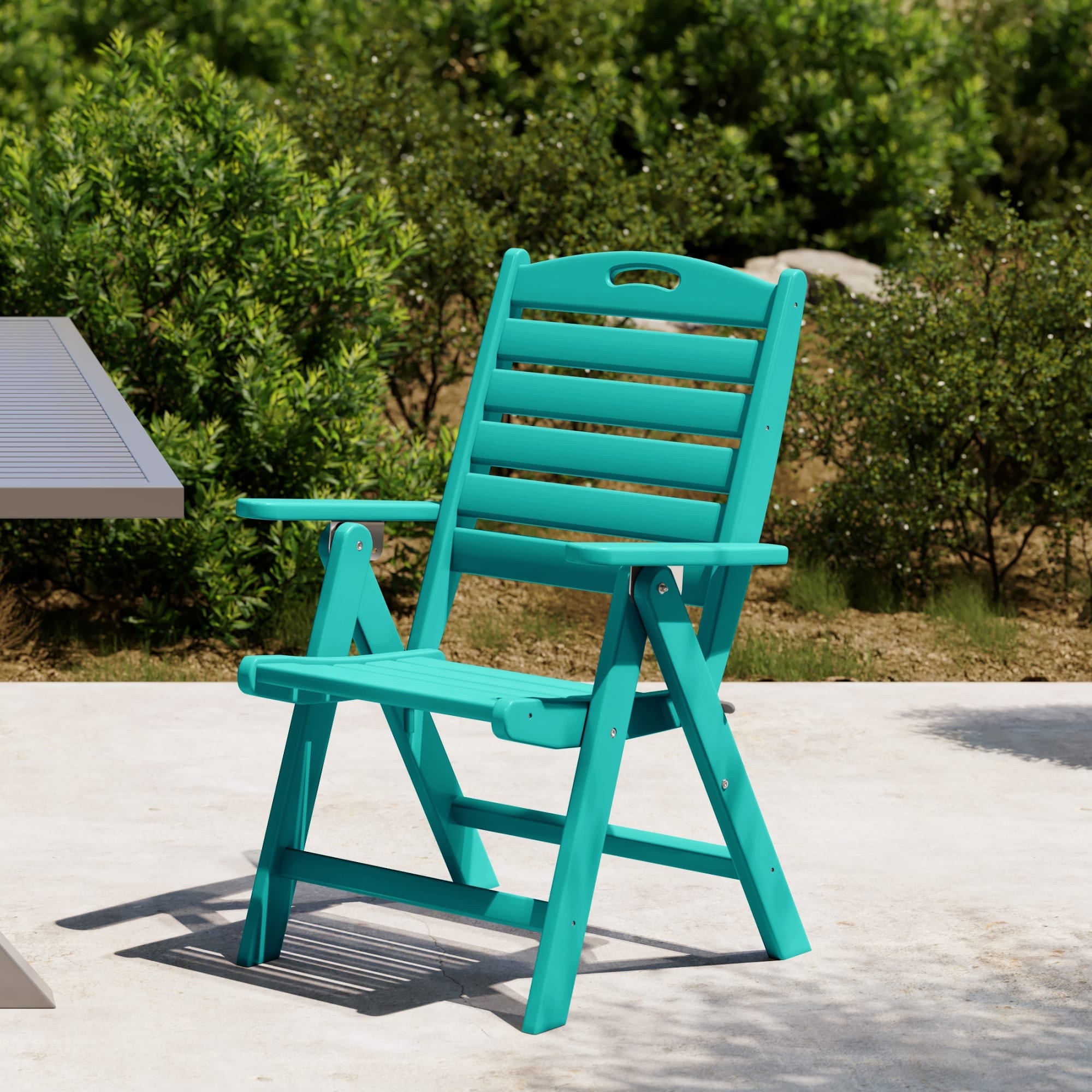 WestinTrends Malibu HDPE Adjustable Highback Folding Patio Dining Chair, Turquoise - Walmart.com