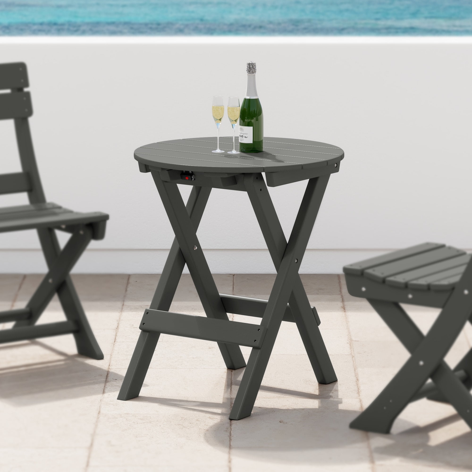 WestinTrends Malibu HDPE Outdoor 24.5 Inch Round Portable Folding Patio ...