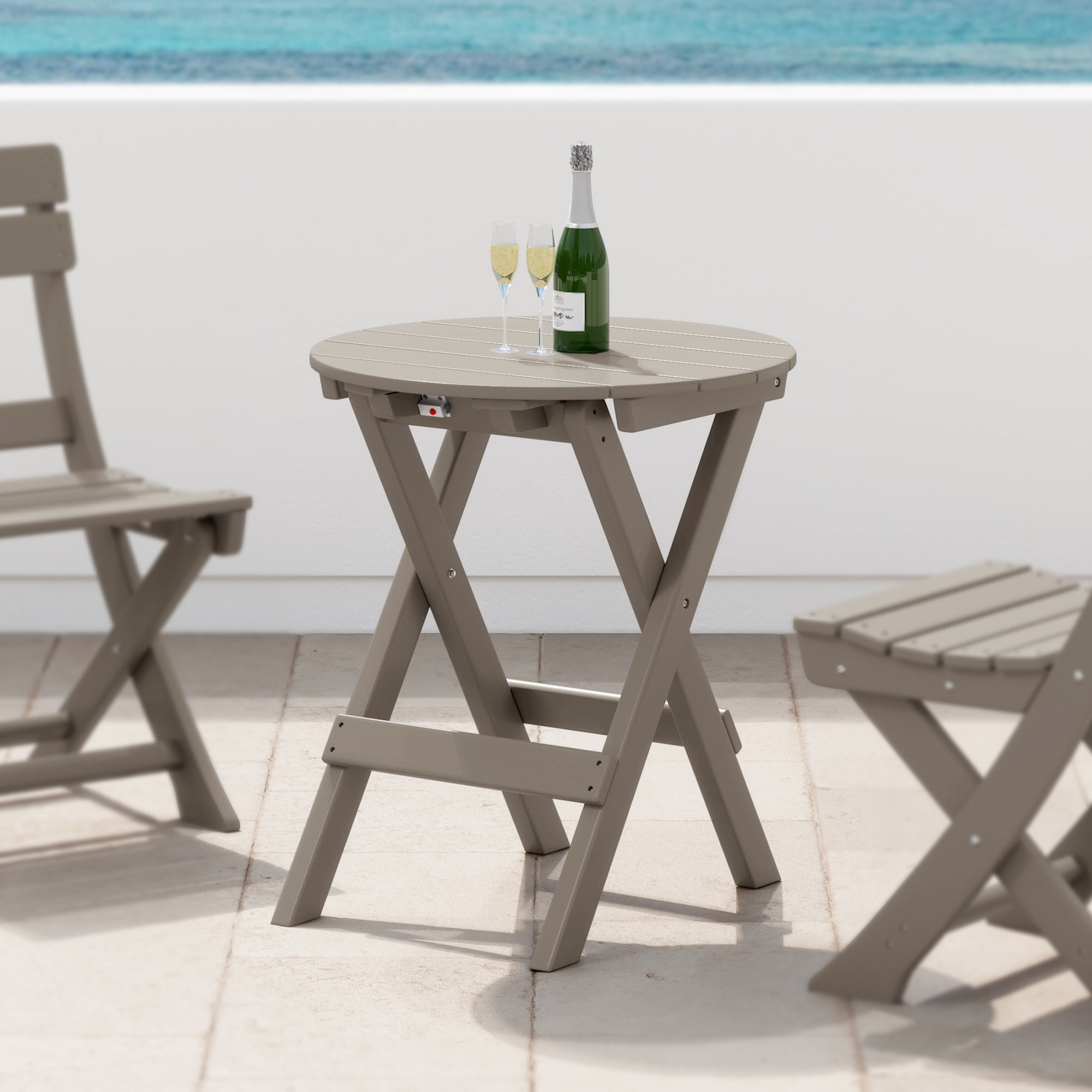 WestinTrends Malibu HDPE Outdoor 24.5 Inch Round Portable Folding Patio ...