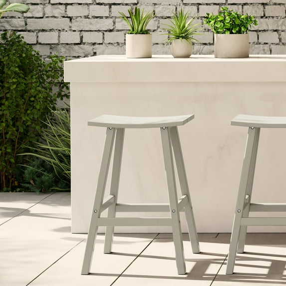 WestinTrends Malibu HDPE Outdoor Patio 29" Bar Stool Saddle Seat, Sand ...