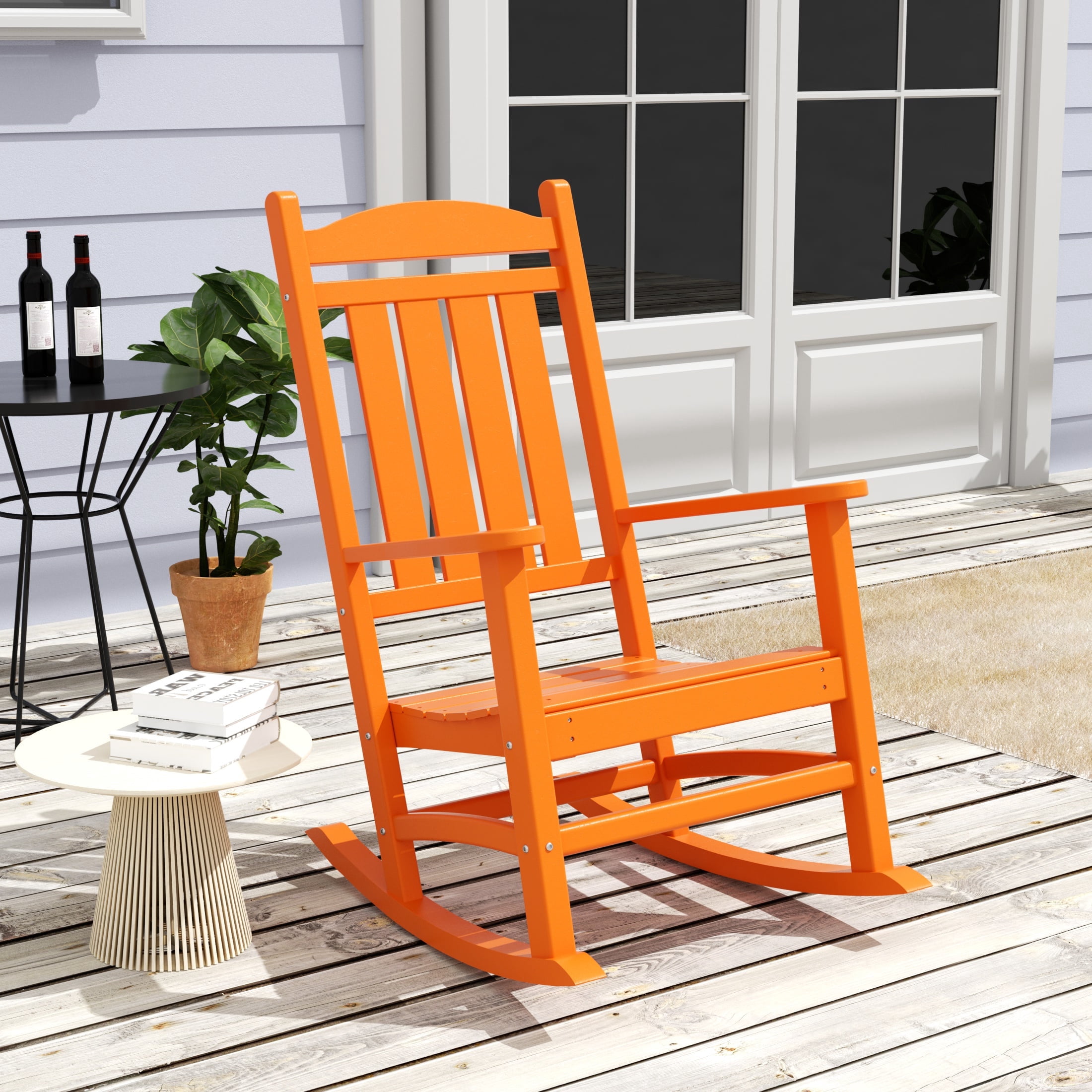 WestinTrends Malibu HDPE Patio Porch Outdoor Rocking Chair, Orange ...