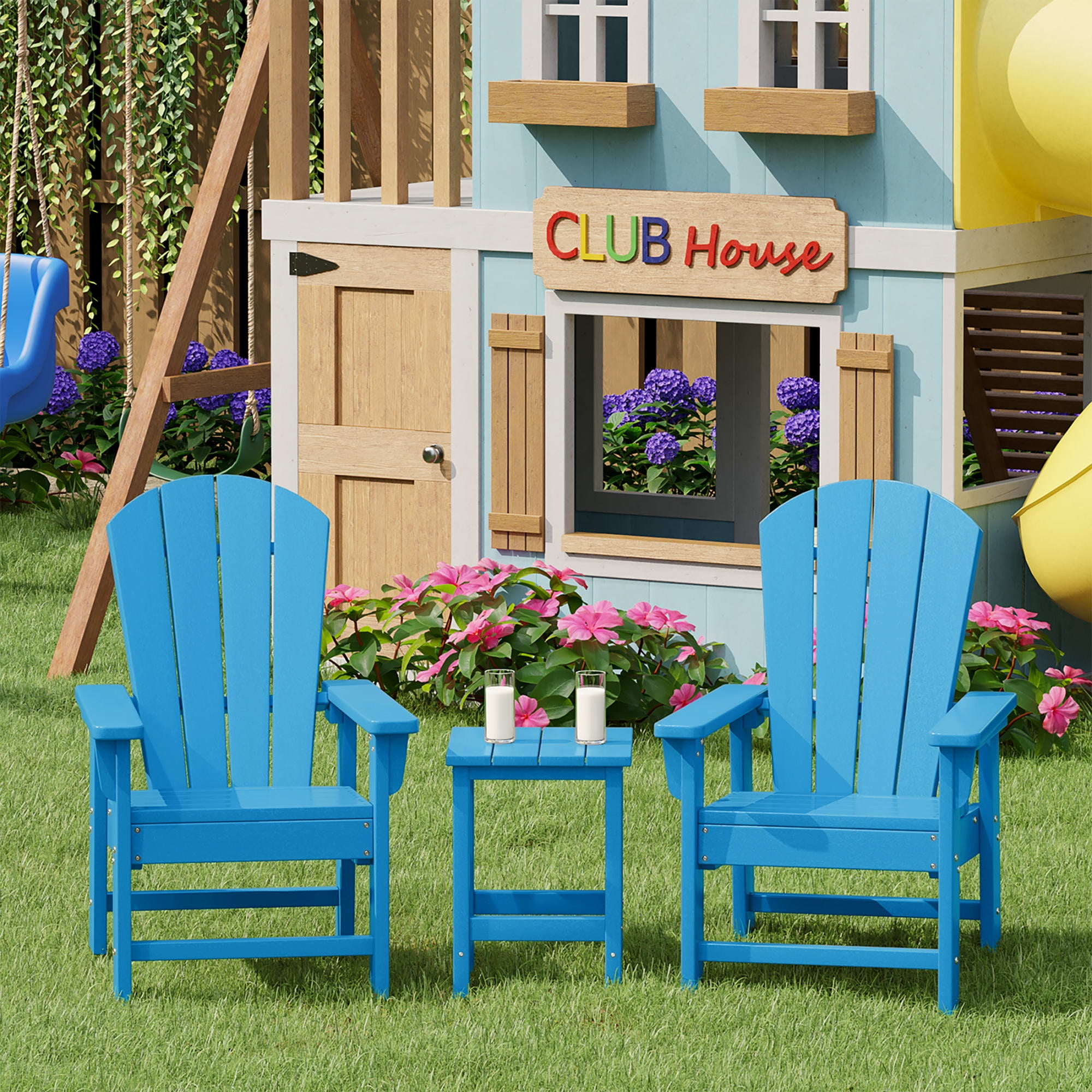 WestinTrends Malibu Kids 3-Piece Outdoor HDPE Adirondack Chairs With ...