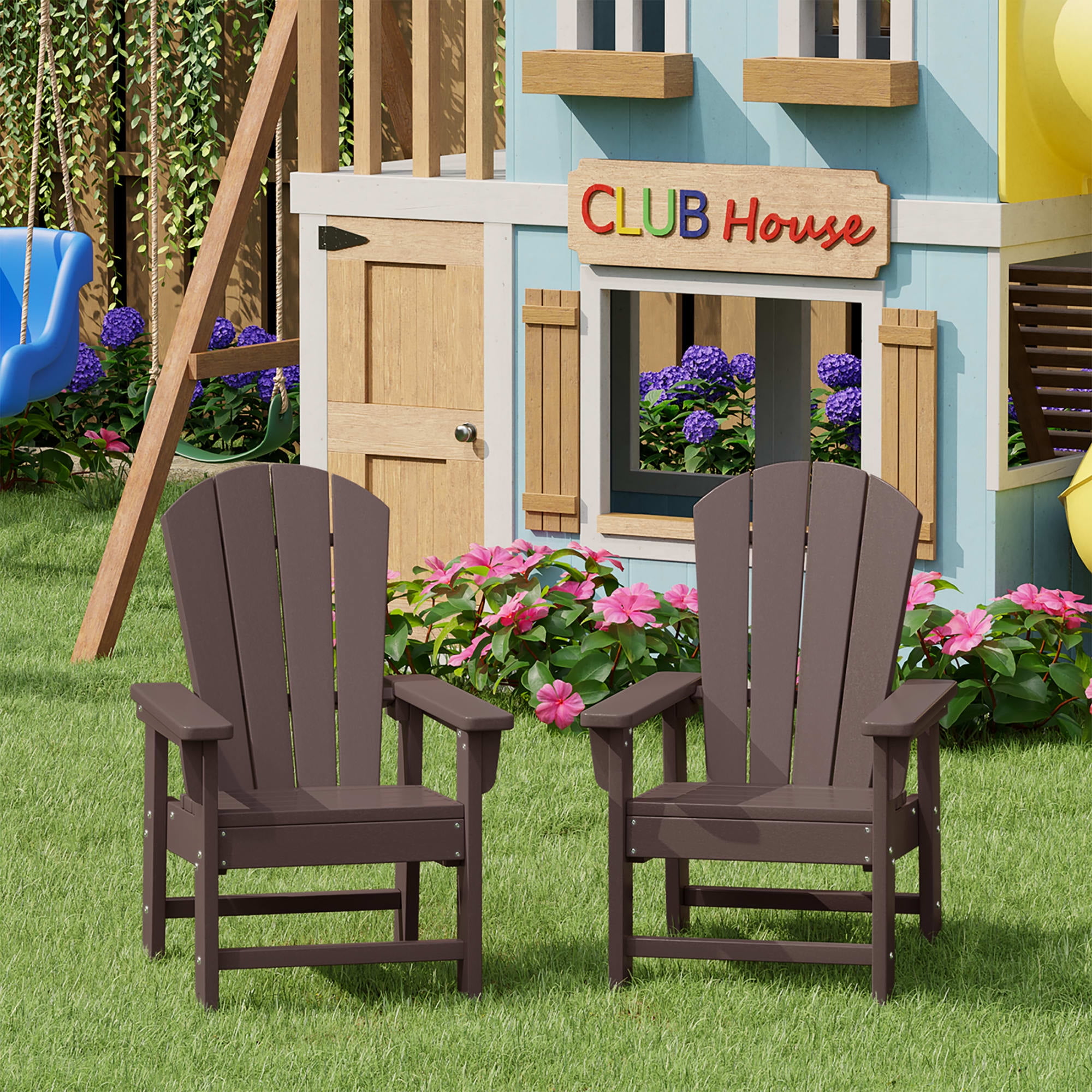 WestinTrends Malibu Kids Outdoor Adirondack Plastic Patio Chair (Set of ...