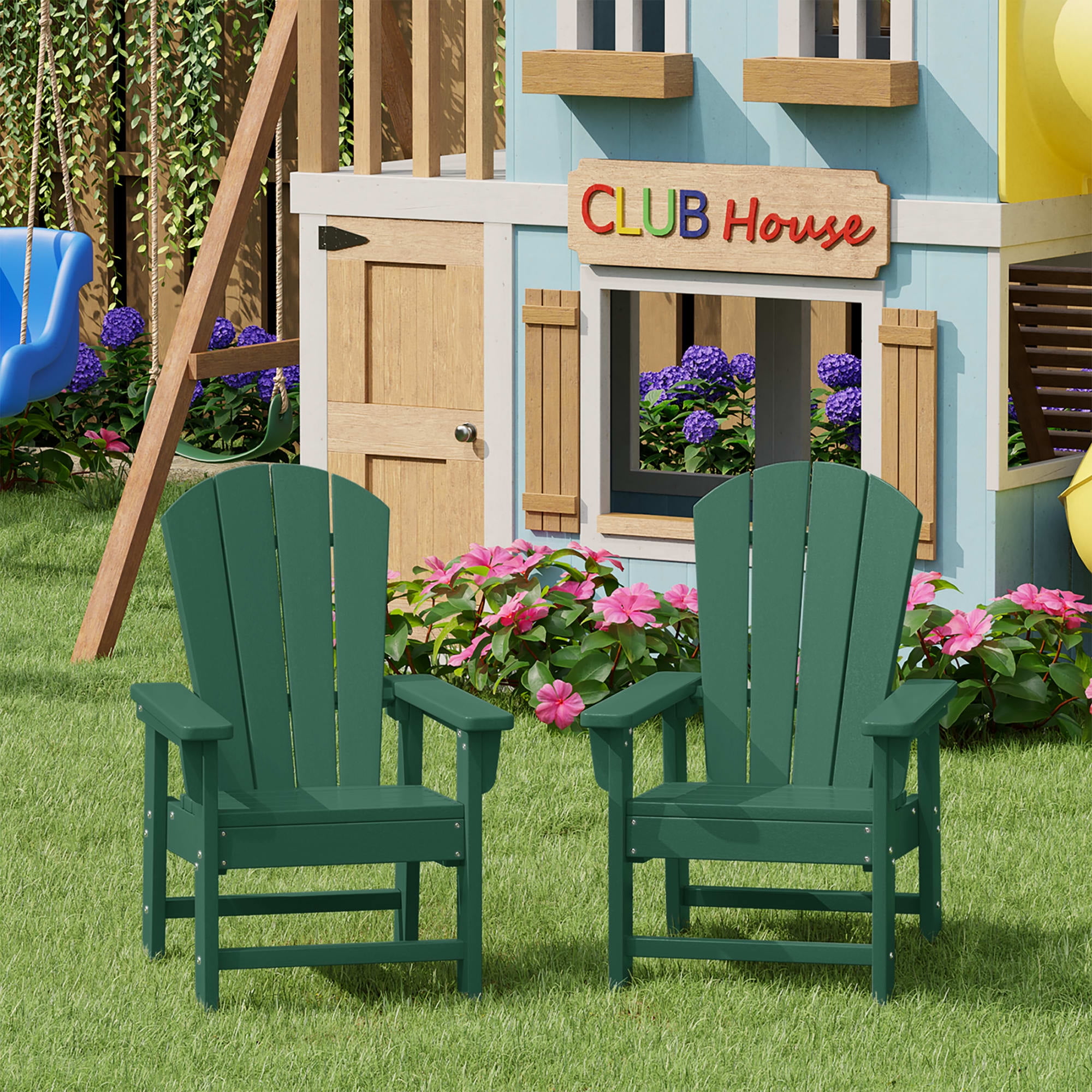 WestinTrends Malibu Kids Outdoor Adirondack Plastic Patio Chair (Set of ...