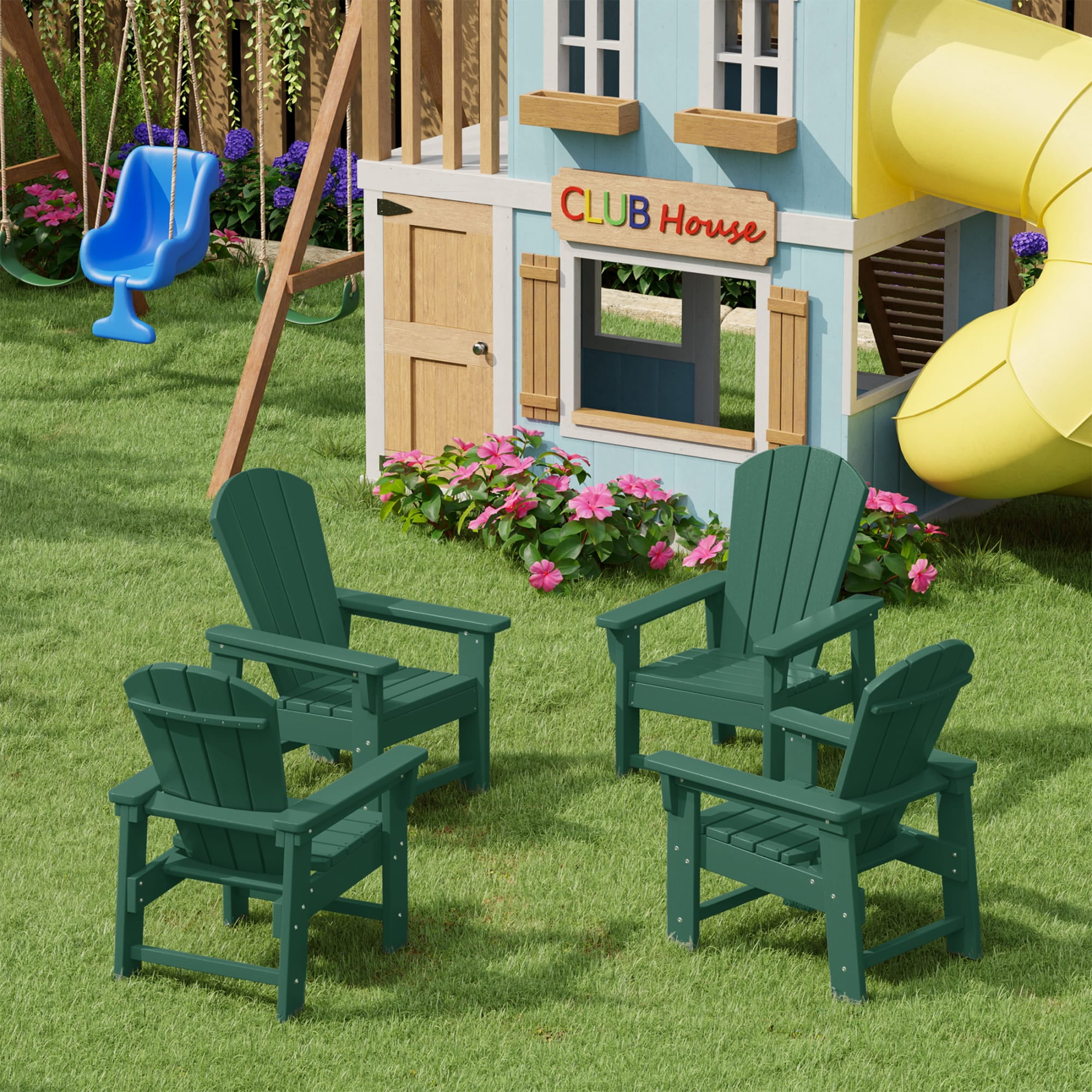 WestinTrends Malibu Kids Outdoor Adirondack Plastic Patio Chair (Set of ...