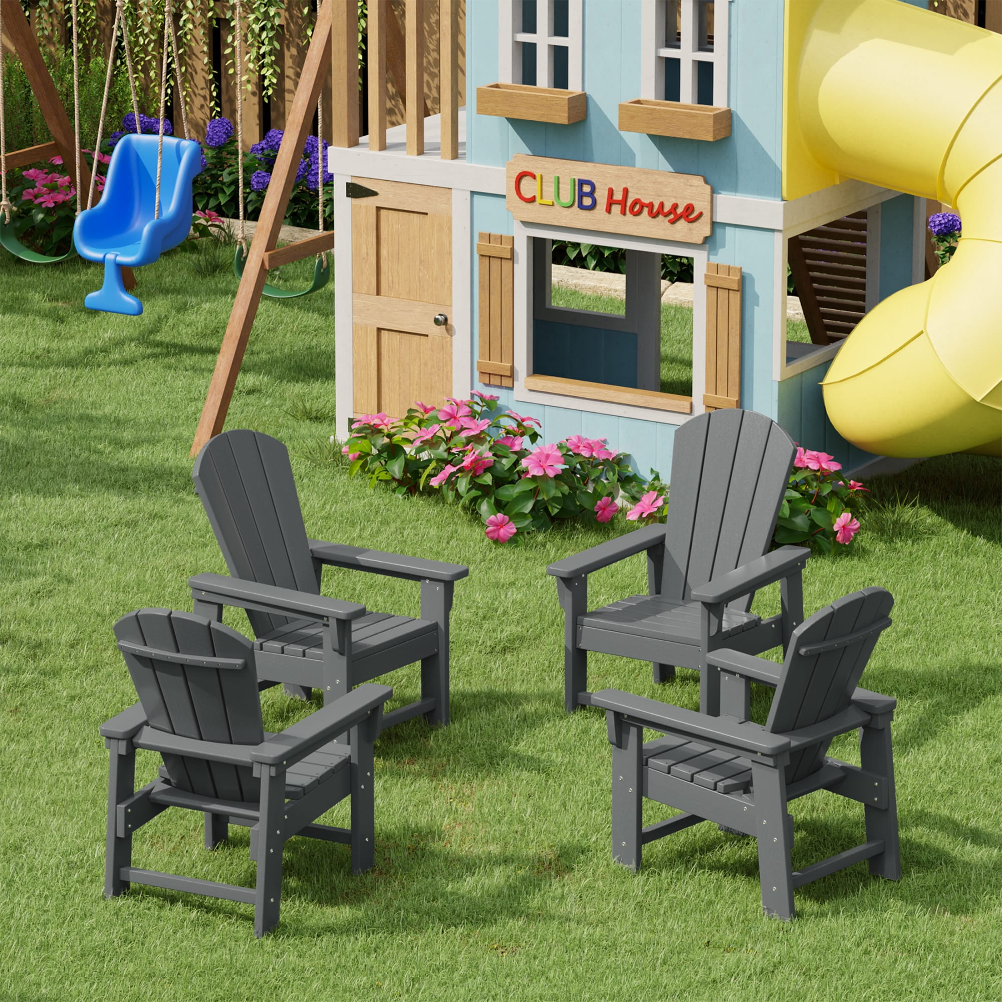 WestinTrends Malibu Kids Outdoor Adirondack Plastic Patio Chair (Set of ...