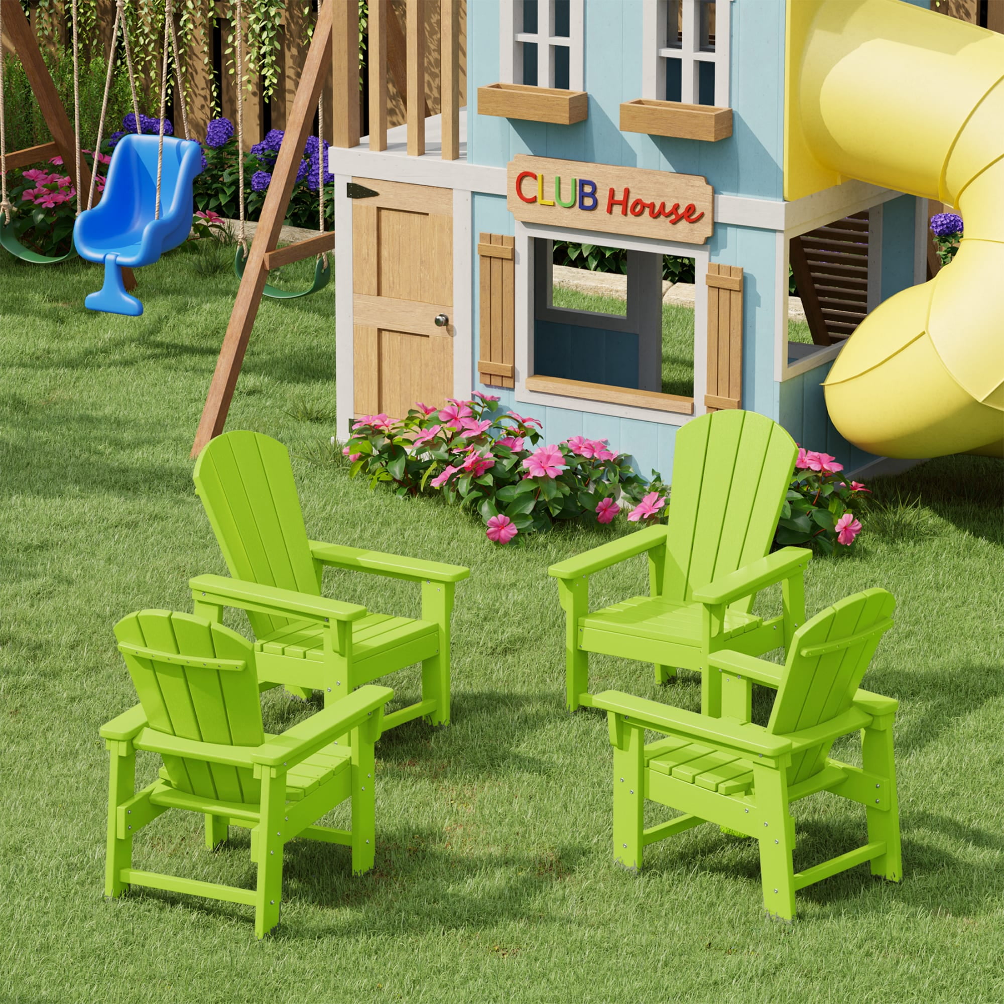 WestinTrends Malibu Kids Outdoor Adirondack Plastic Patio Chair (Set of ...
