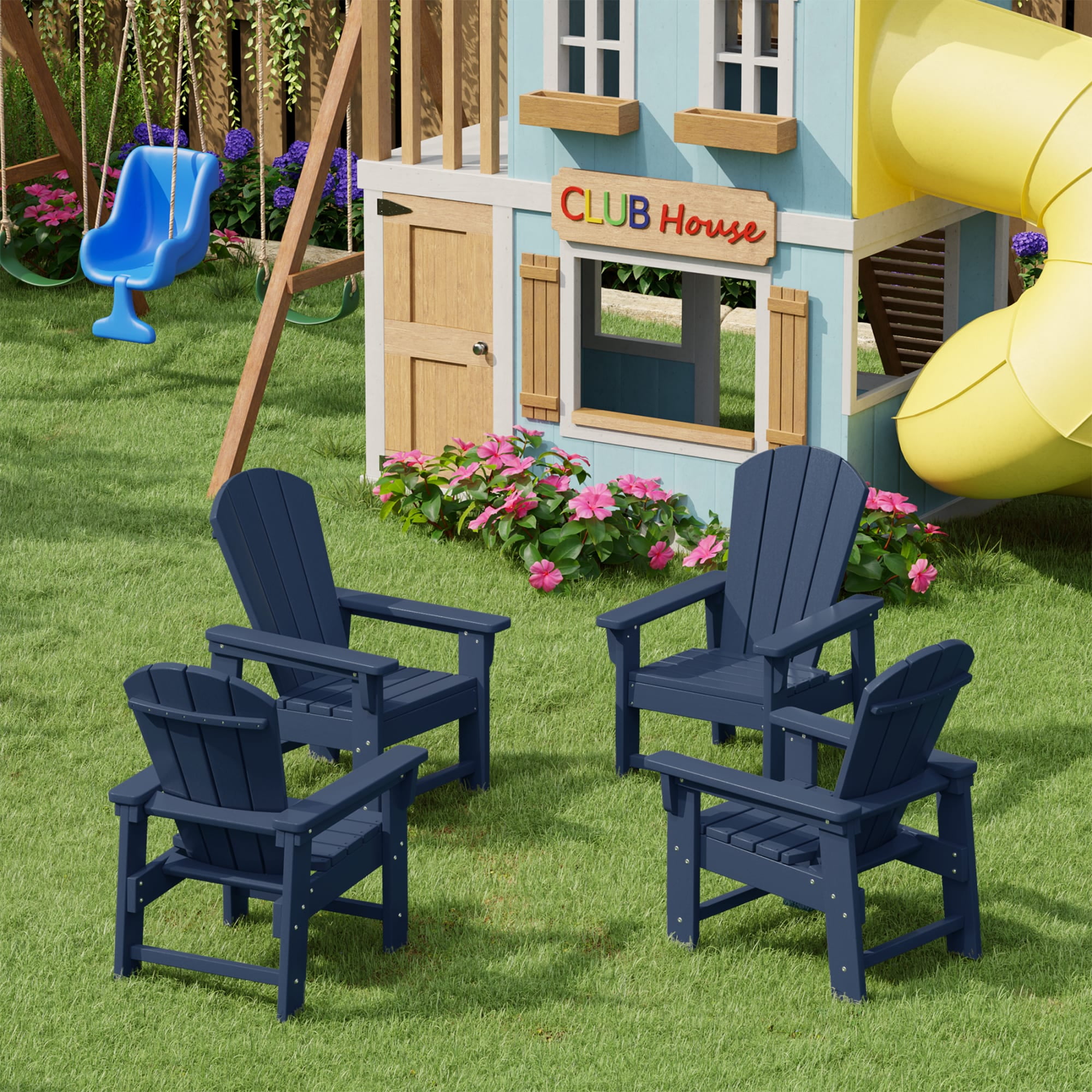 WestinTrends Malibu Kids Outdoor Adirondack Plastic Patio Chair (Set of ...
