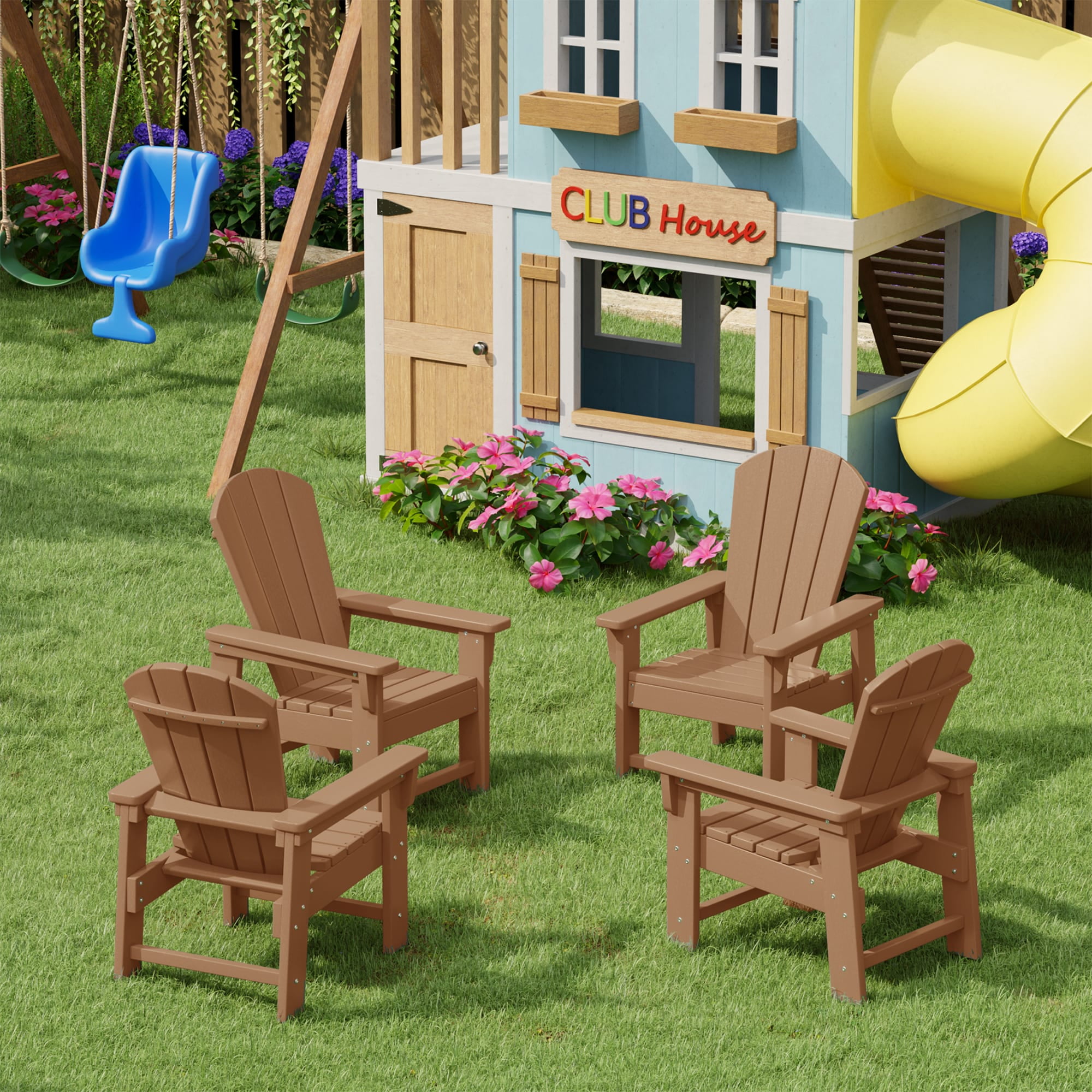 WestinTrends Malibu Kids Outdoor Adirondack Plastic Patio Chair (Set of ...