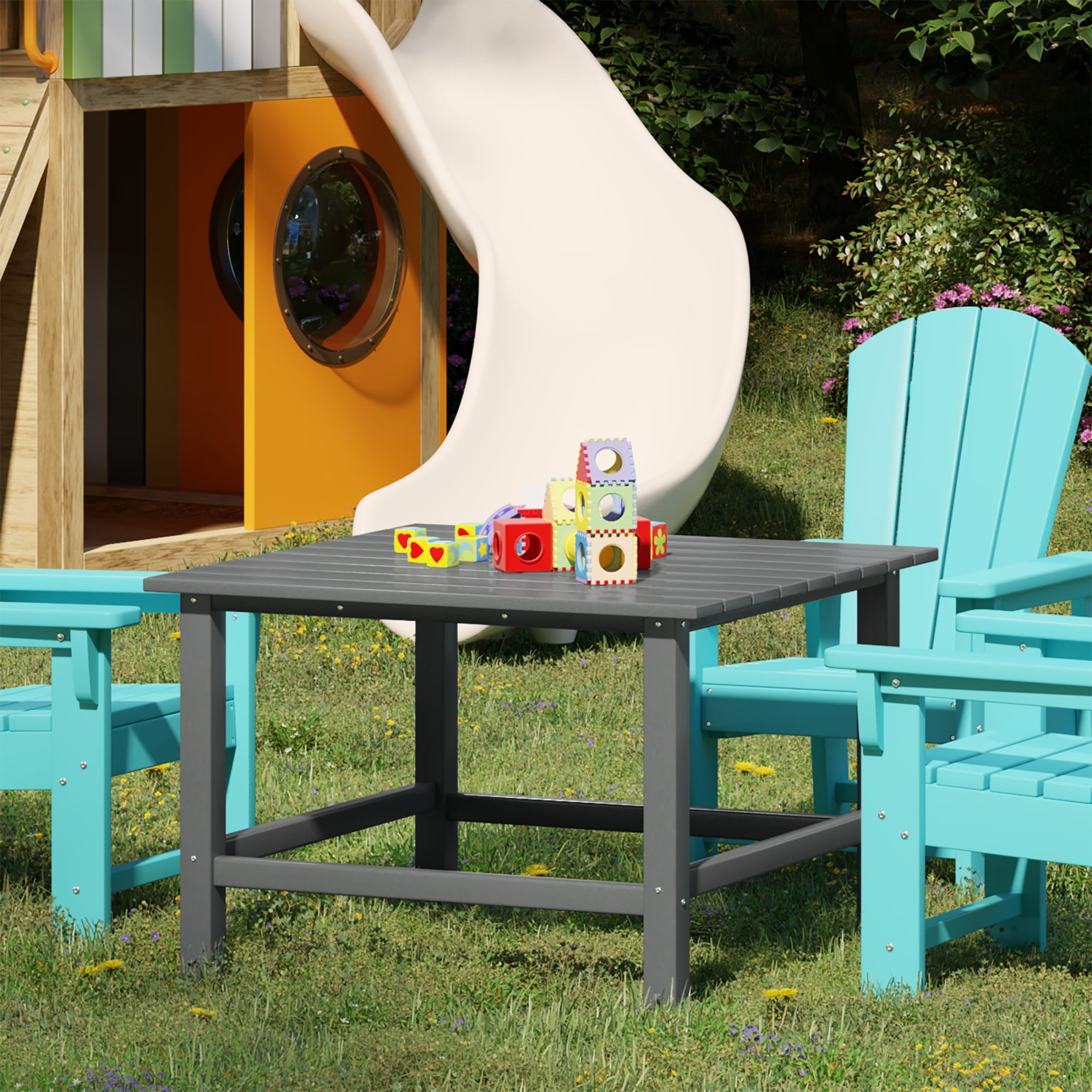 WestinTrends Malibu Kids Outdoor Patio Furniture HDPE 30" Wide Square ...