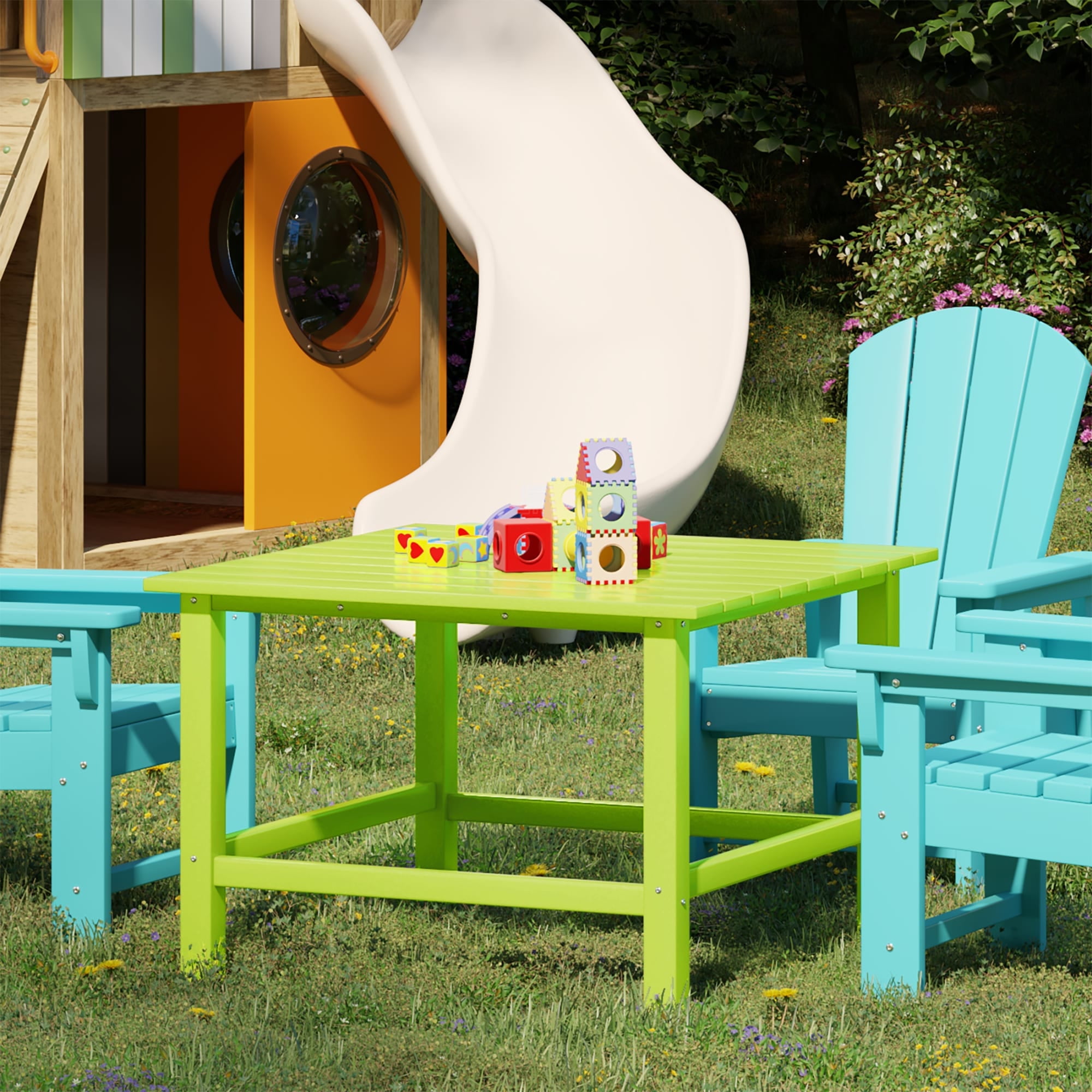 WestinTrends Malibu Kids Outdoor Patio Furniture HDPE 30" Wide Square ...