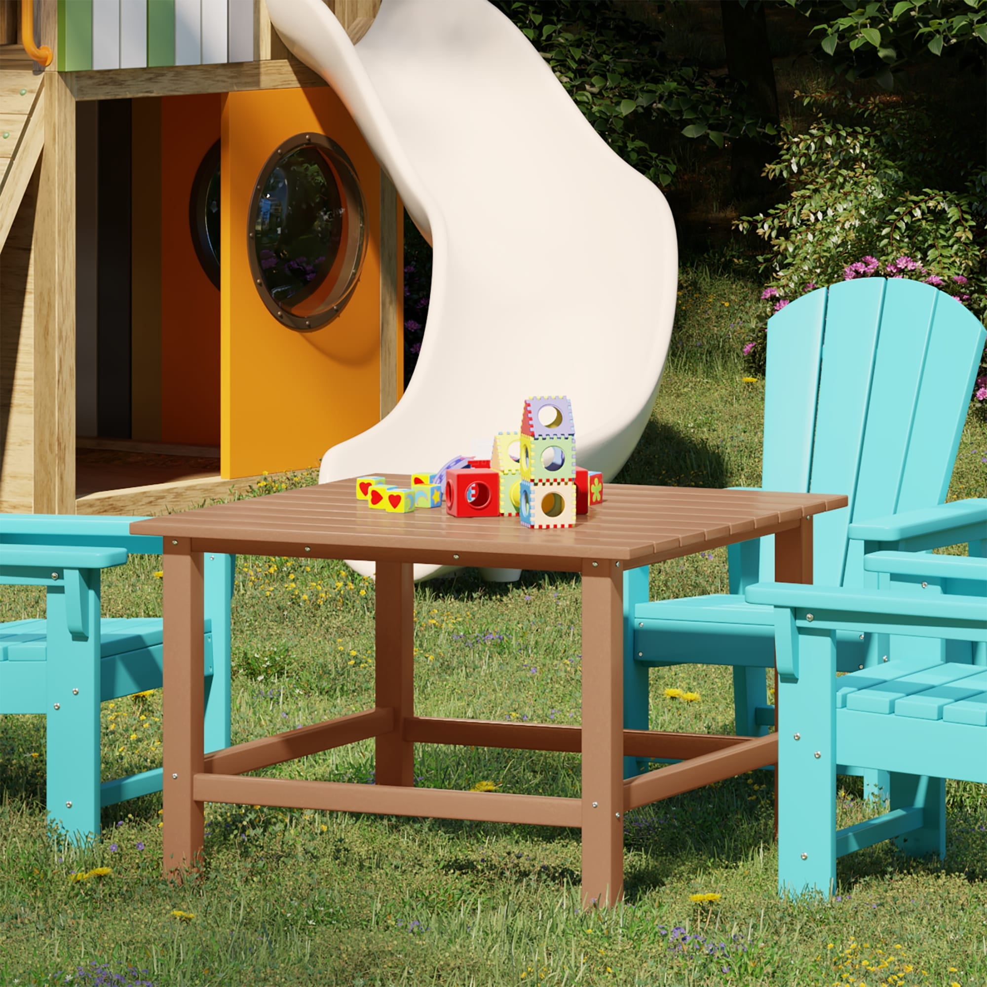 WestinTrends Malibu Kids Outdoor Patio Furniture HDPE 30" Wide Square ...