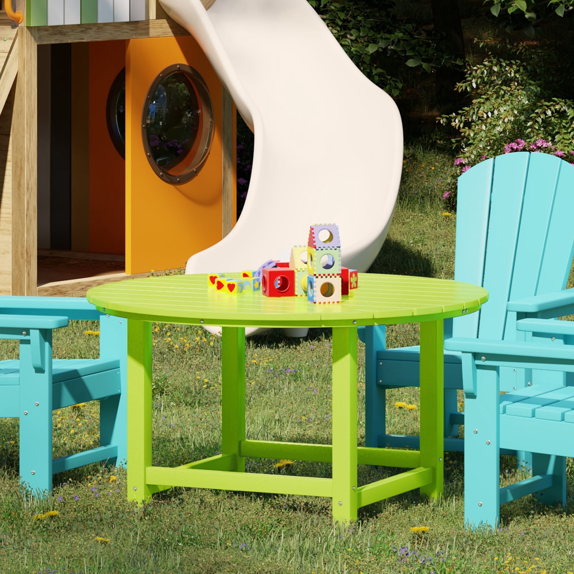 WestinTrends Malibu Kids Outdoor Patio Furniture HDPE 38" Wide Round ...