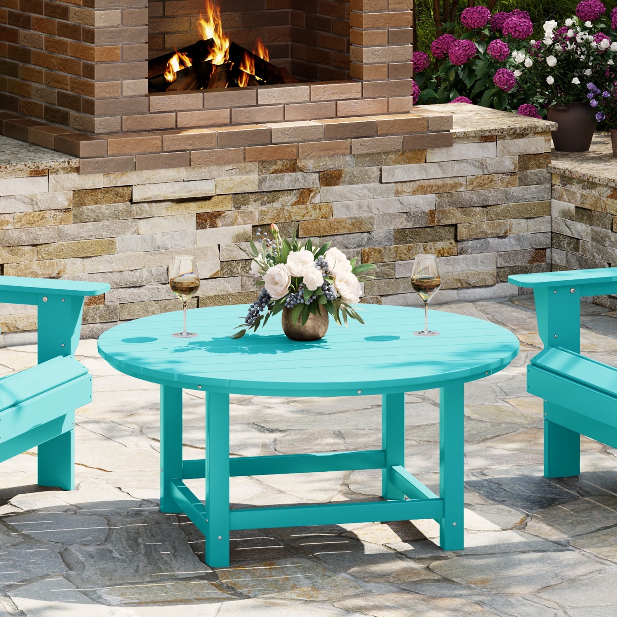 WestinTrends Malibu Low Outdoor HDPE Round Patio Coffee Table ...