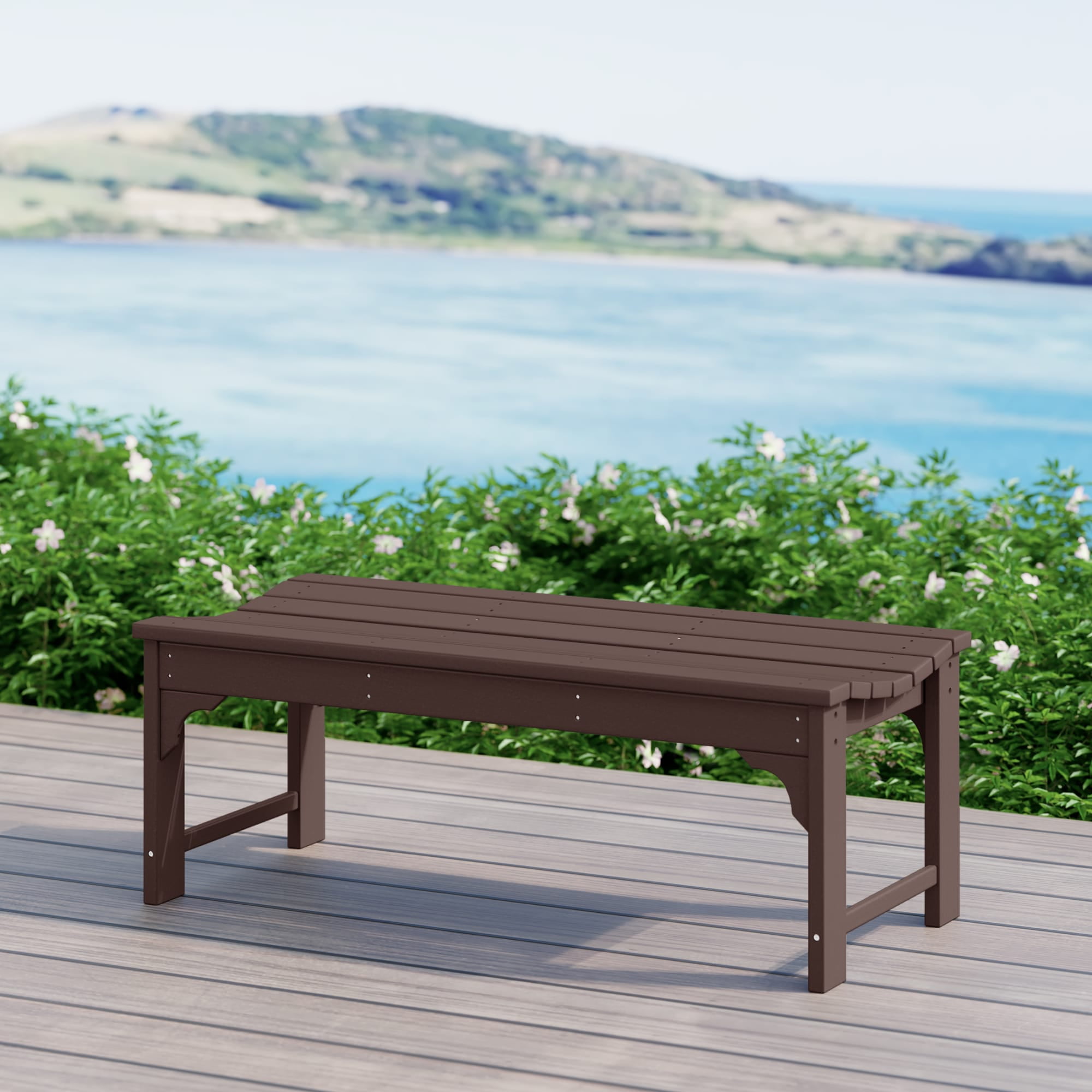 WestinTrends Malibu 46" length backless Outdoor Garden Bench, Dark ...