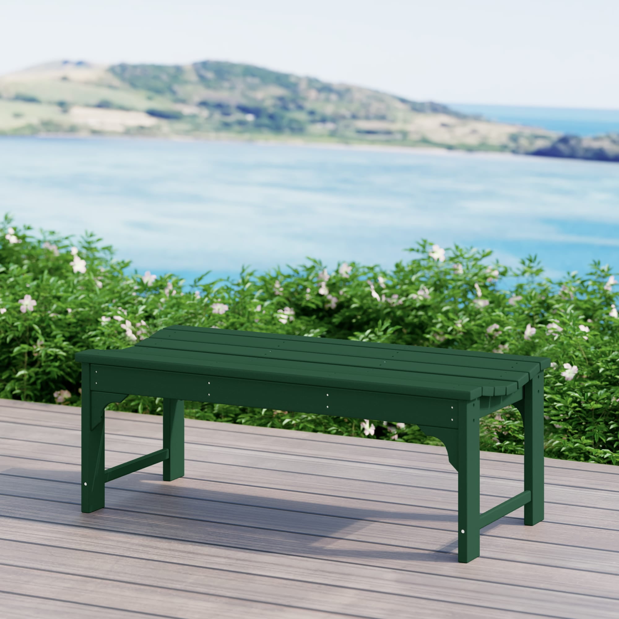 WestinTrends Malibu Outdoor Plastic Bench, Weather Resistant, Dark ...