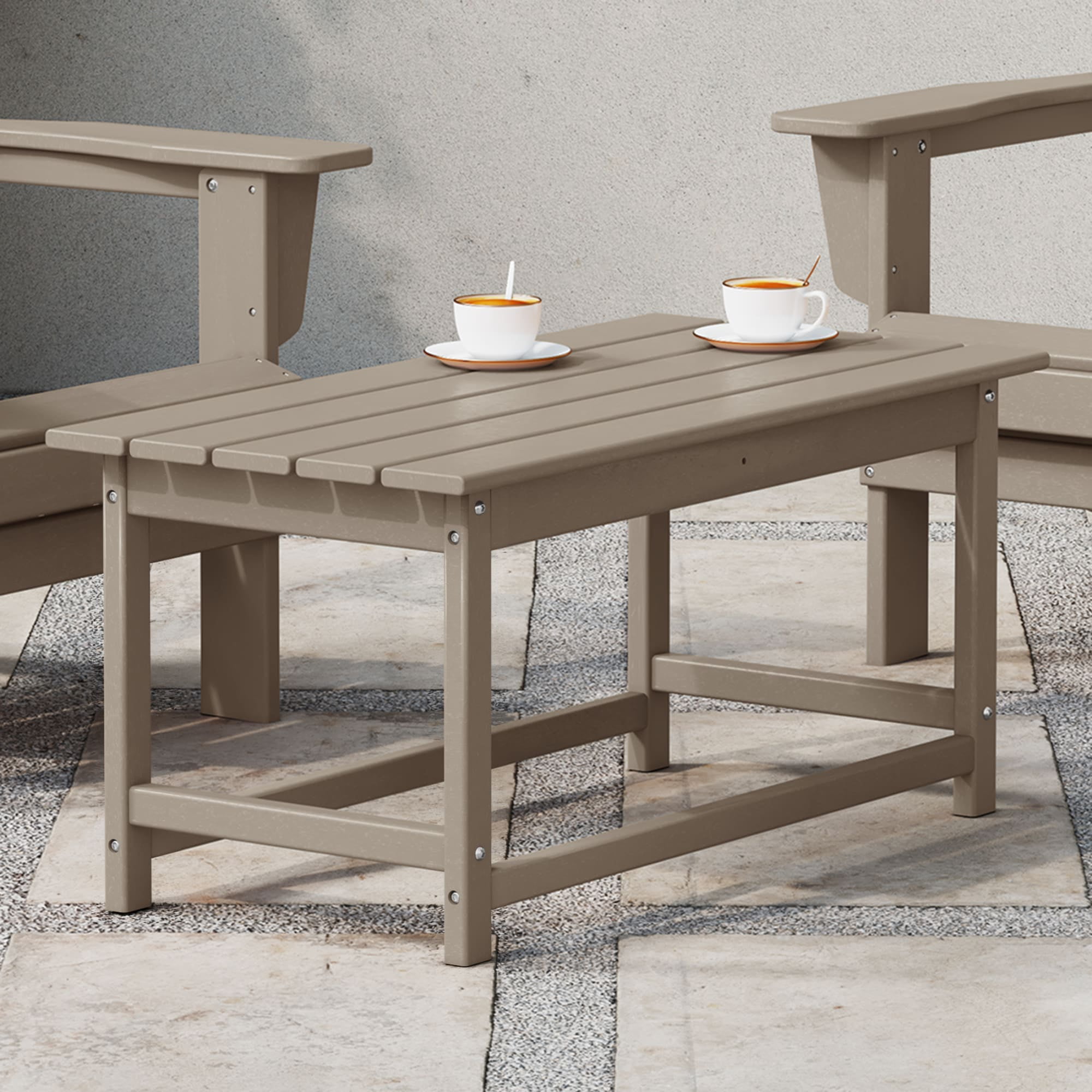 WestinTrends Malibu Outdoor Coffee Table, 35" x 17.5" All Weather Poly ...
