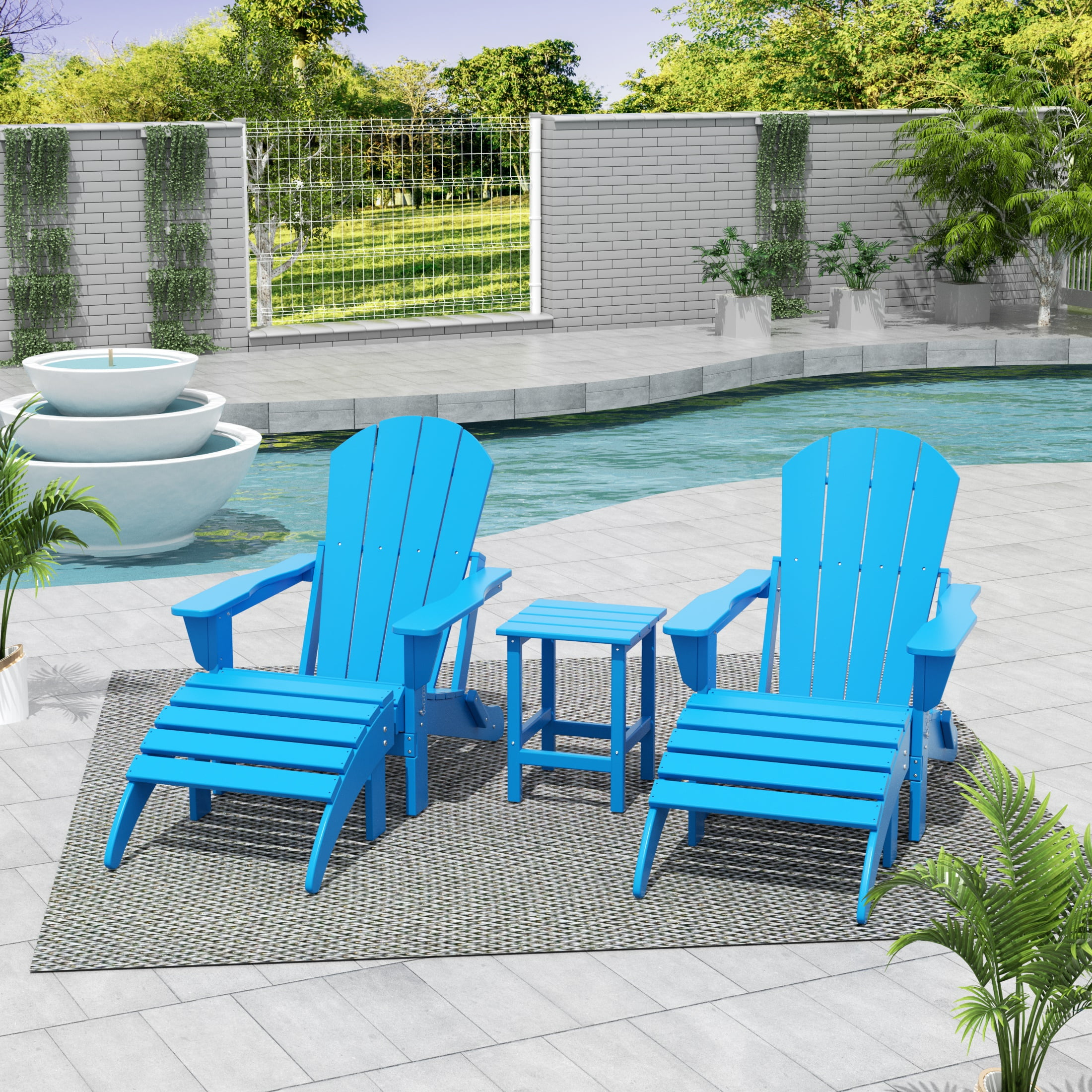 WestinTrends Malibu Outdoor Lounge Chairs Set, 5-Pieces Adirondack ...