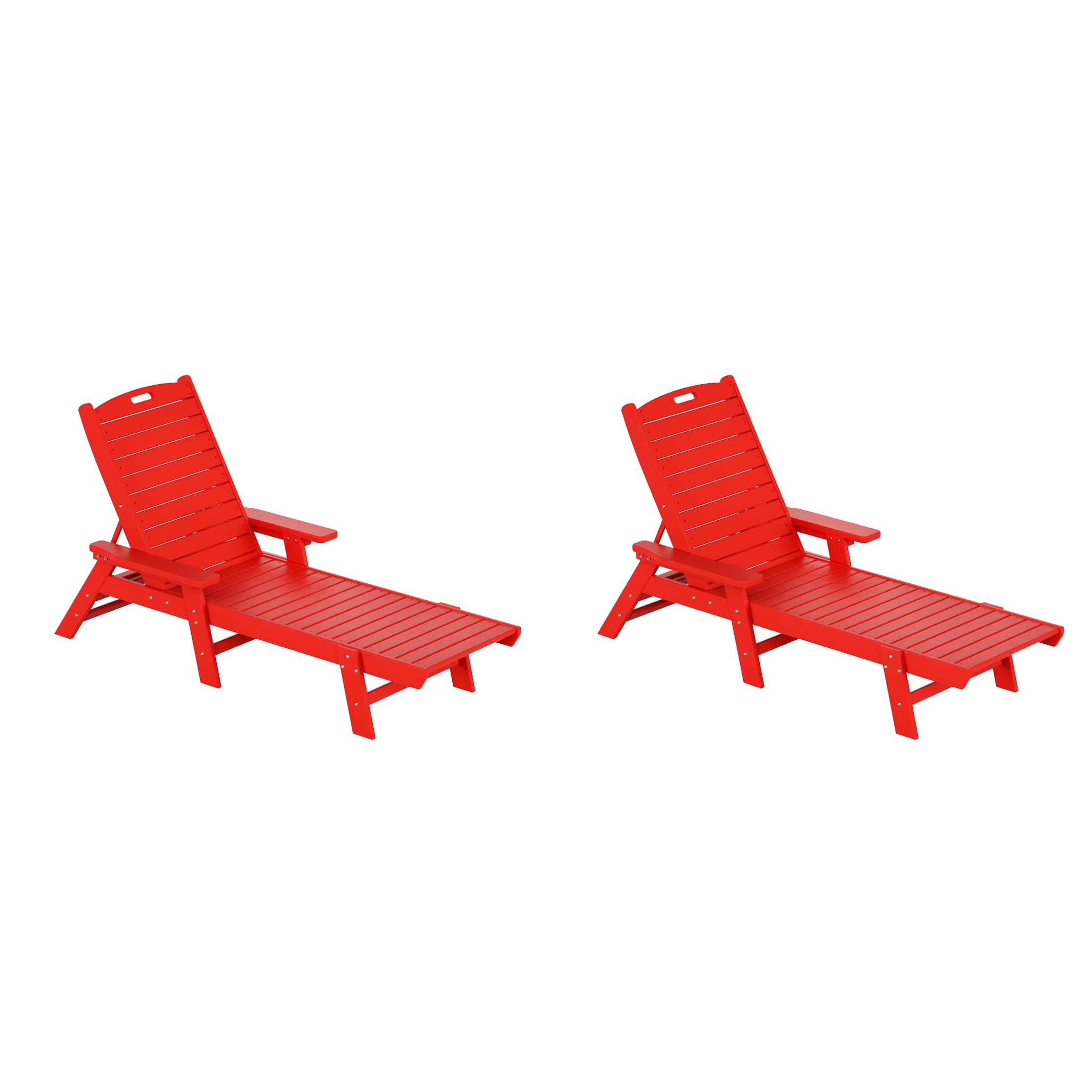 WestinTrends Malibu Outdoor Lounge Chairs Set of 2, All Weather Poly Lumber Patio Chaise Lounge ...