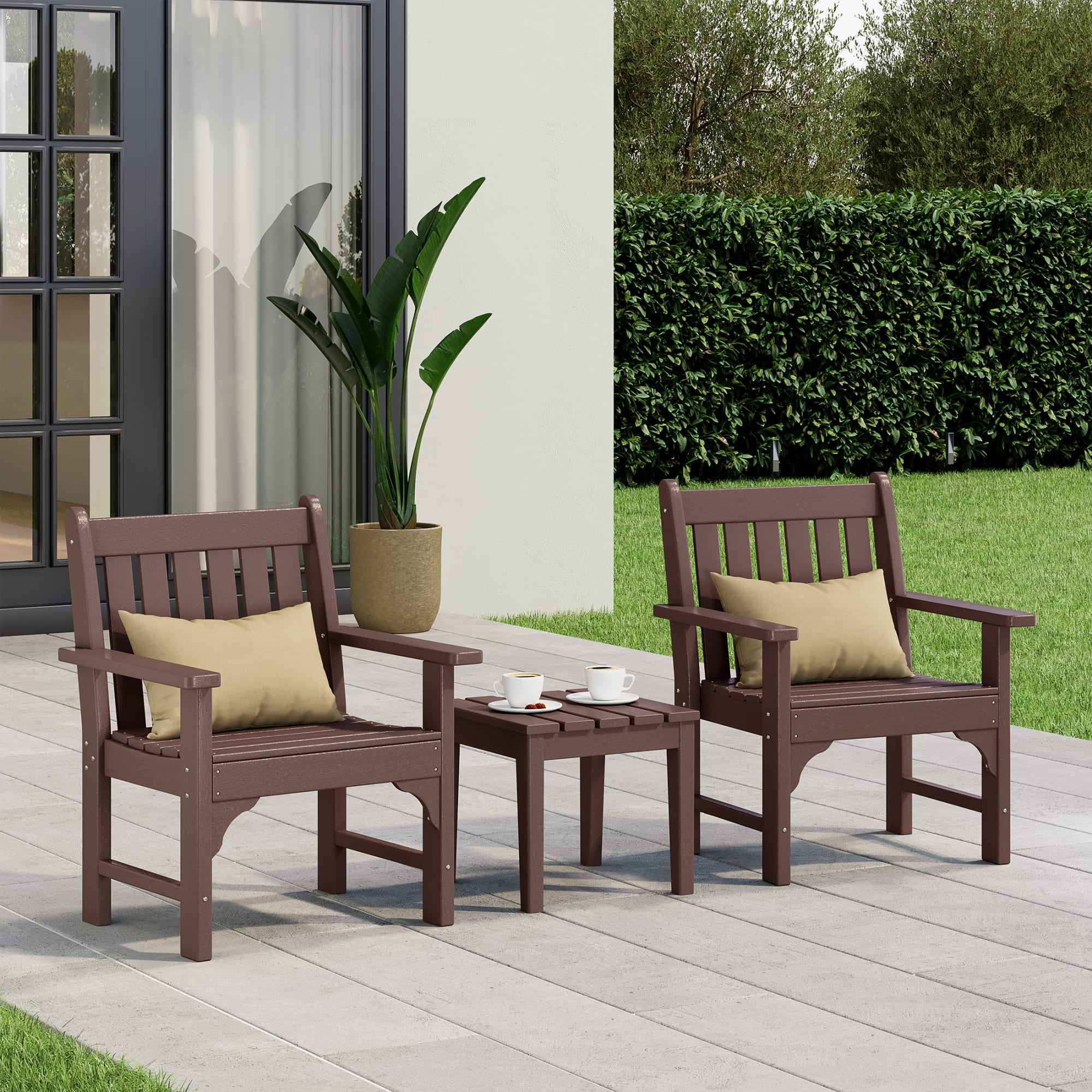 WestinTrends Malibu Outdoor Patio 3-Piece HDPE Adirondack Garden Chairs ...