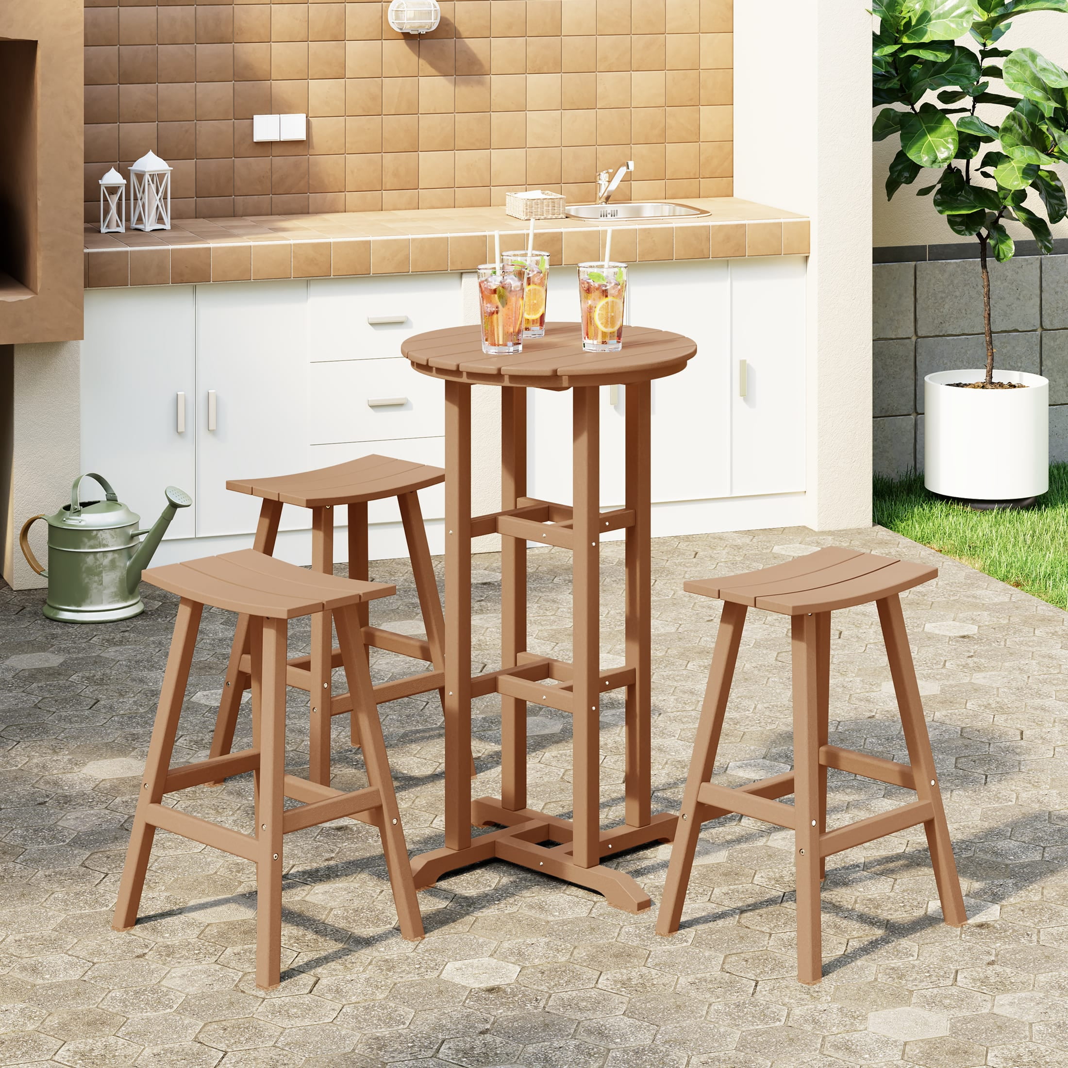 WestinTrends Malibu Outdoor Patio Bar Height Table and Bar Stool 4 ...