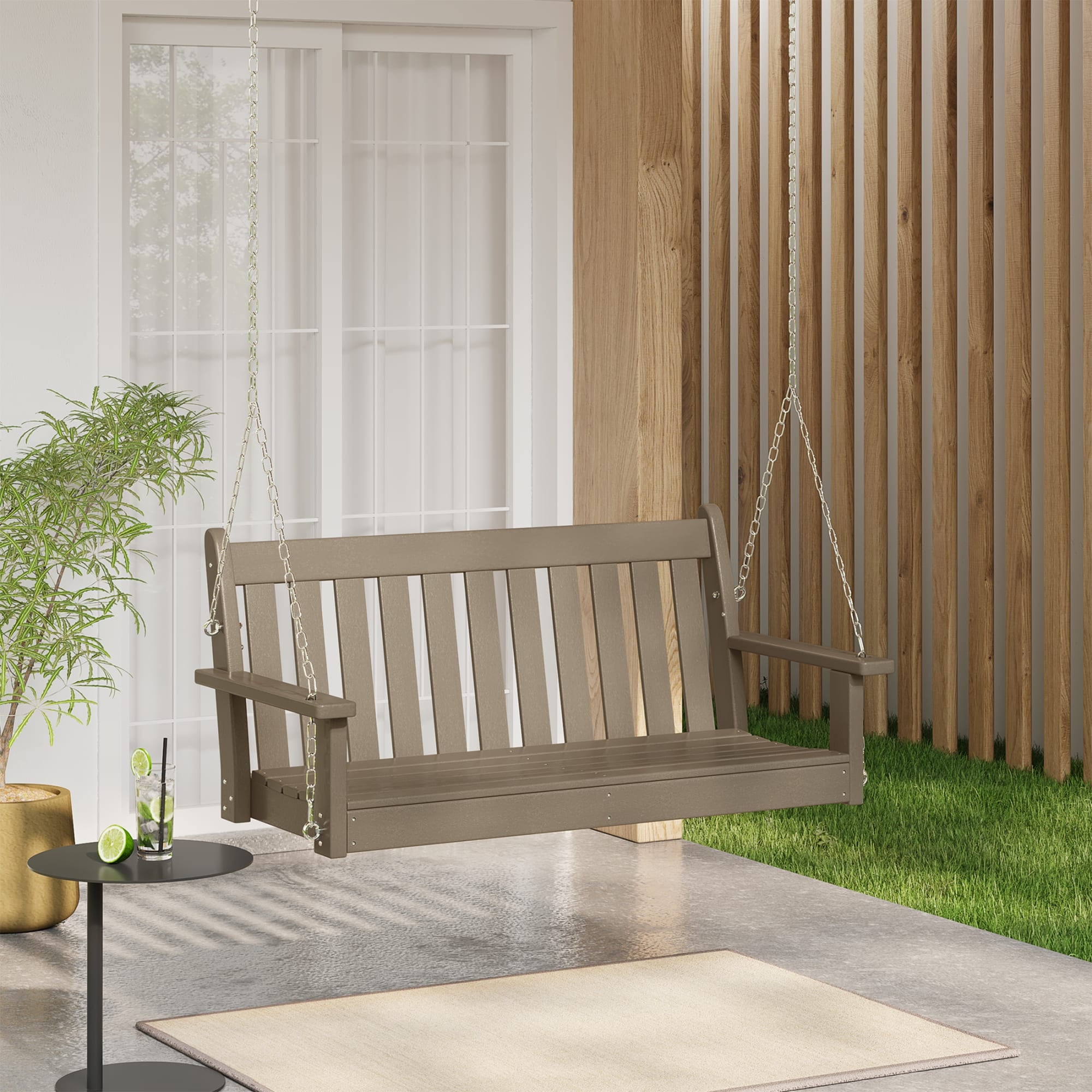WestinTrends Malibu Outdoor Patio HDPE Hanging Front Porch Swing Bench ...