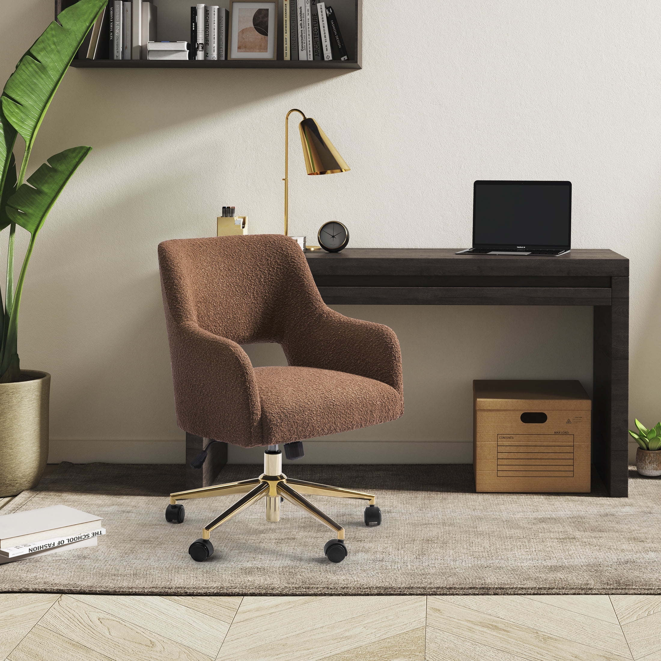 WestinTrends Accent Vanity Office Chair with Wheels, Rust Orange ...