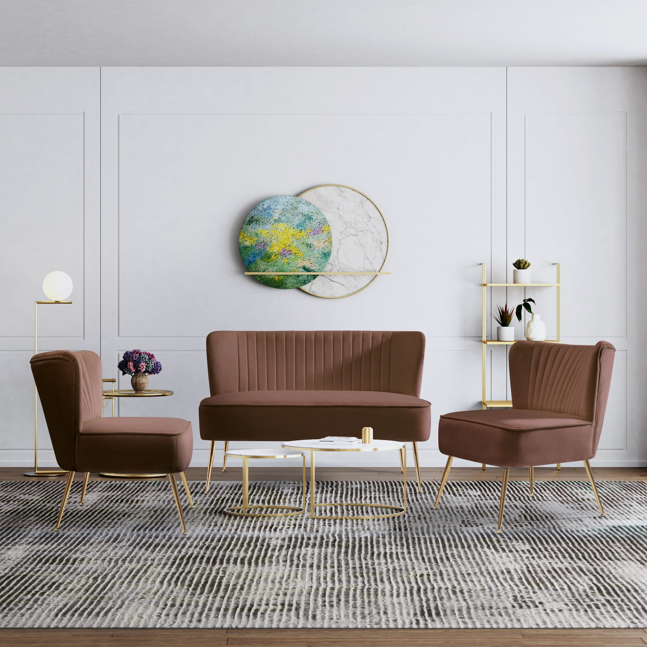 Westintrends Mid Century Modern Tufted Velvet Loveseat Sofa And 25