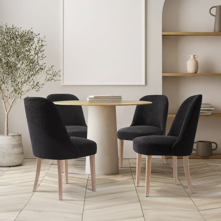 Black boucle dining chair store