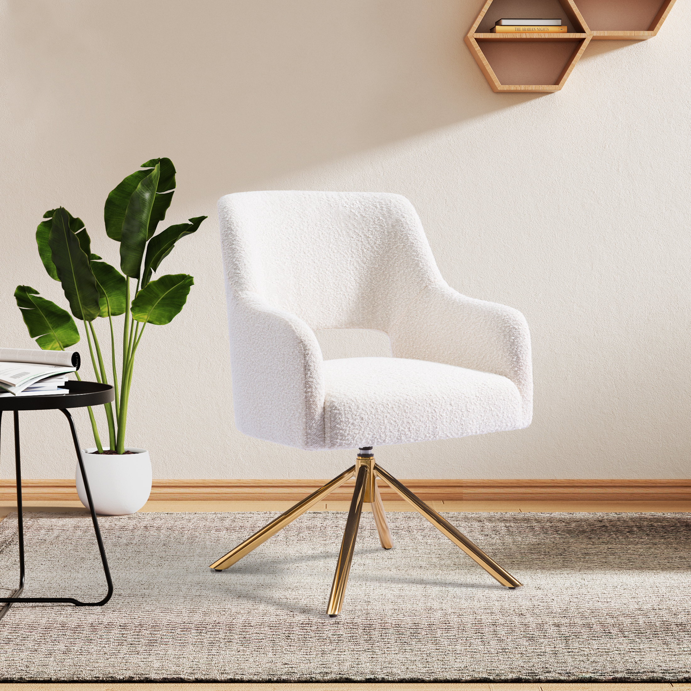 WestinTrends Mid-Century Modern Wide Boucle Swivel Accent Arm Chair ...