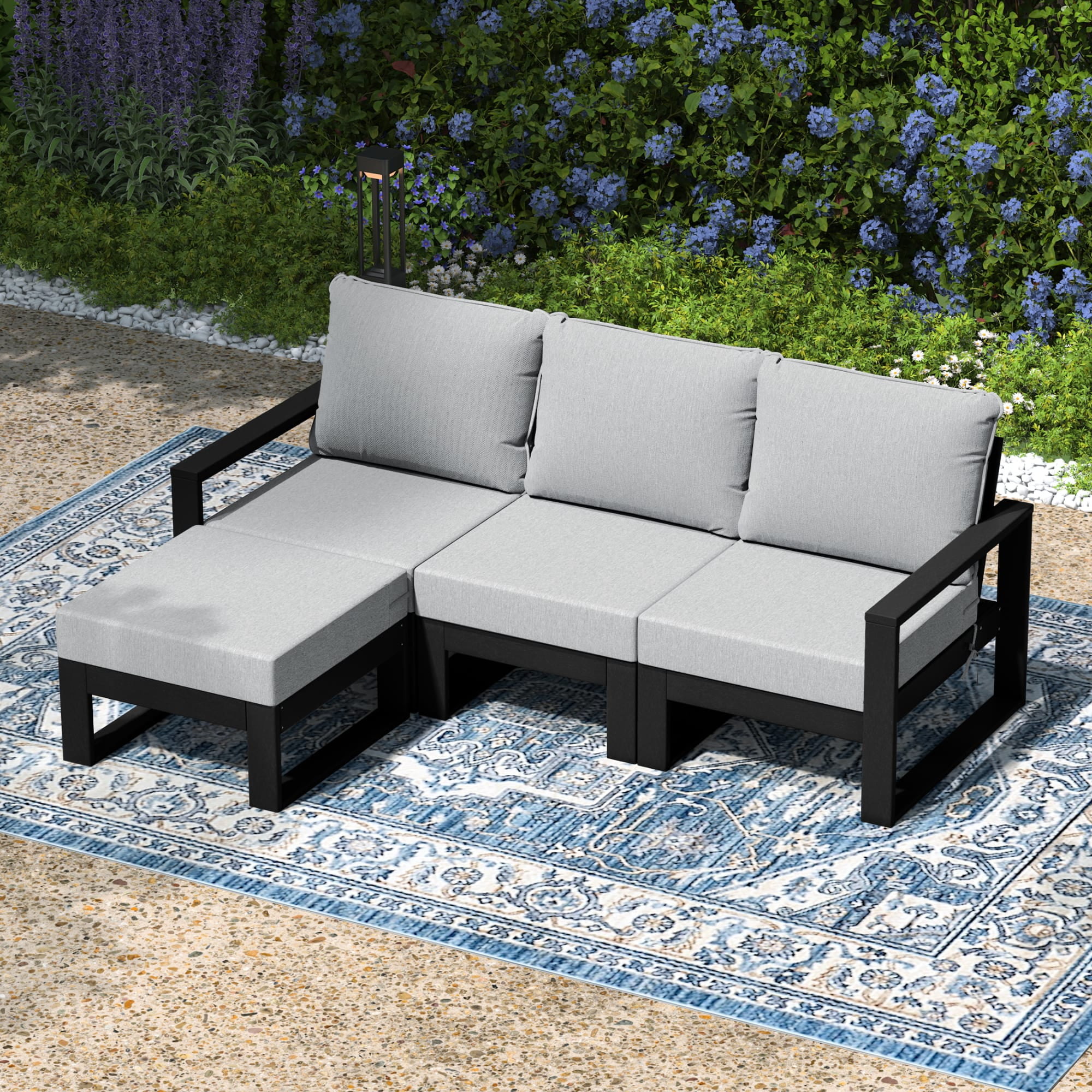 WestinTrends Montara 4-Piece Outdoor HDPE All-Weather Modern Deep ...