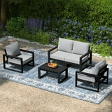 WestinTrends Montara 5-Piece Modern HDPE Outdoor Patio Furniture Sofa ...