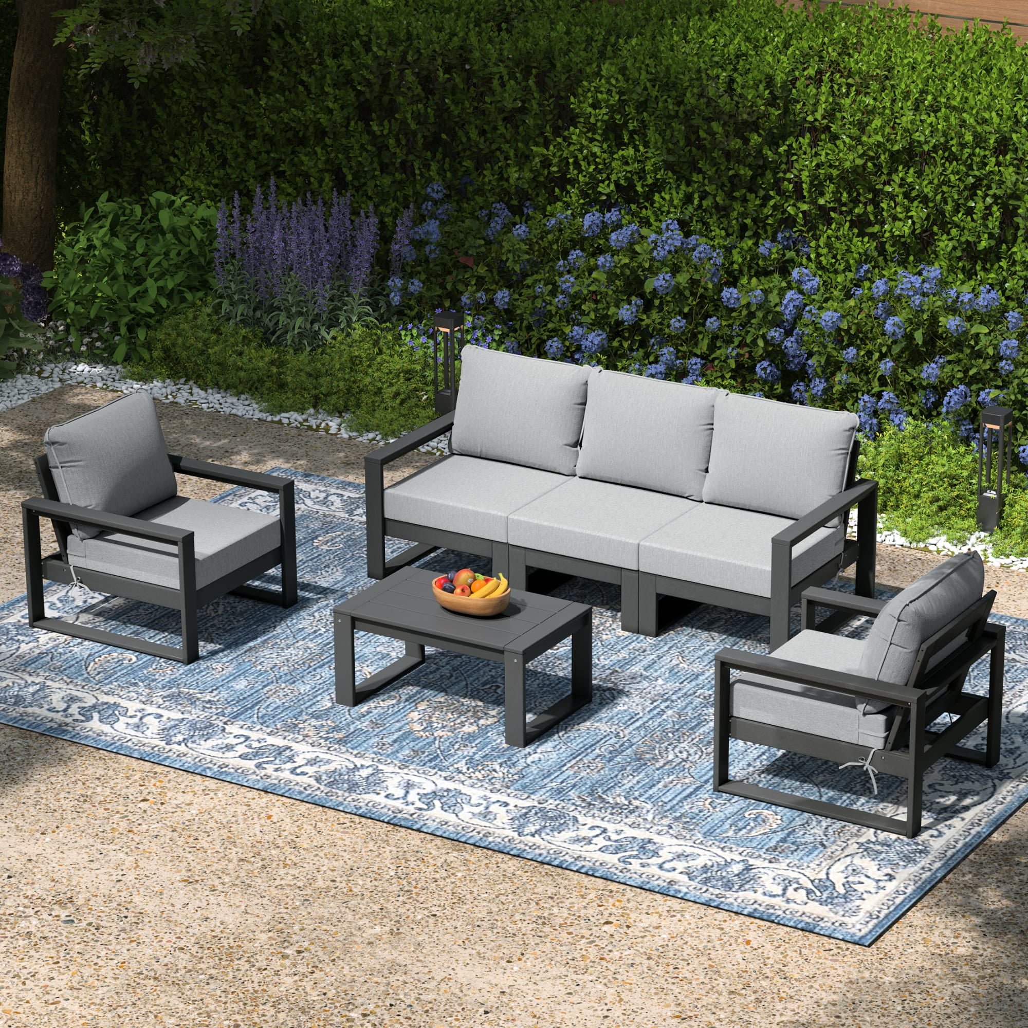 WestinTrends Montara 6-Piece Modern HDPE Outdoor Patio Furniture Sofa ...
