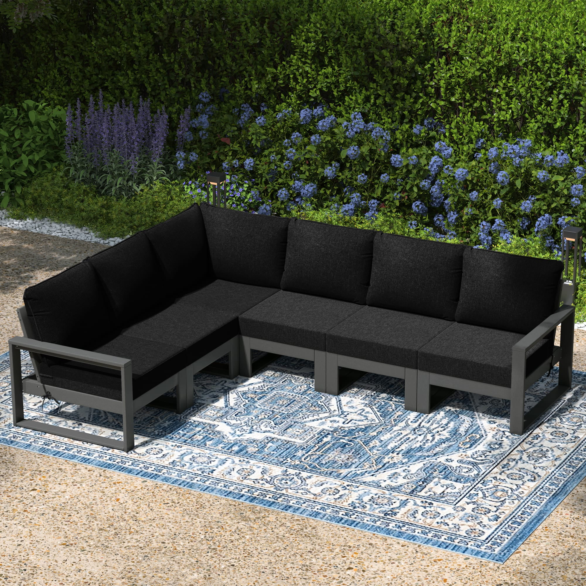 WestinTrends Montara 6-Piece Outdoor L-Shaped Patio Corner Sectional ...