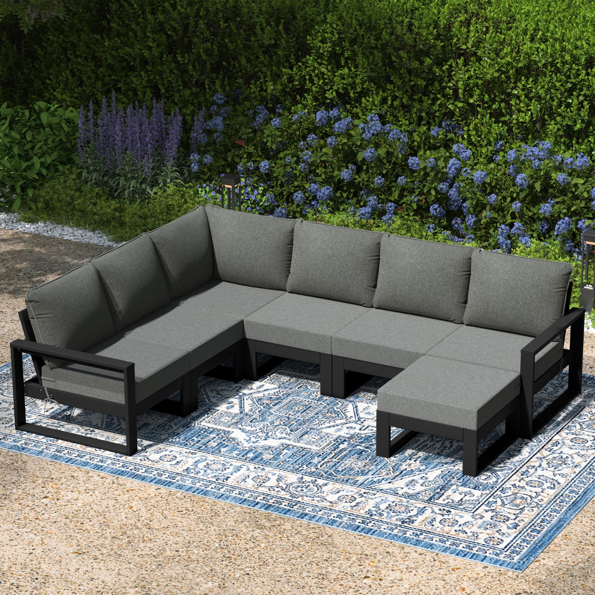 WestinTrends Montara 7-Piece Outdoor Modular L-Shaped Corner Patio ...
