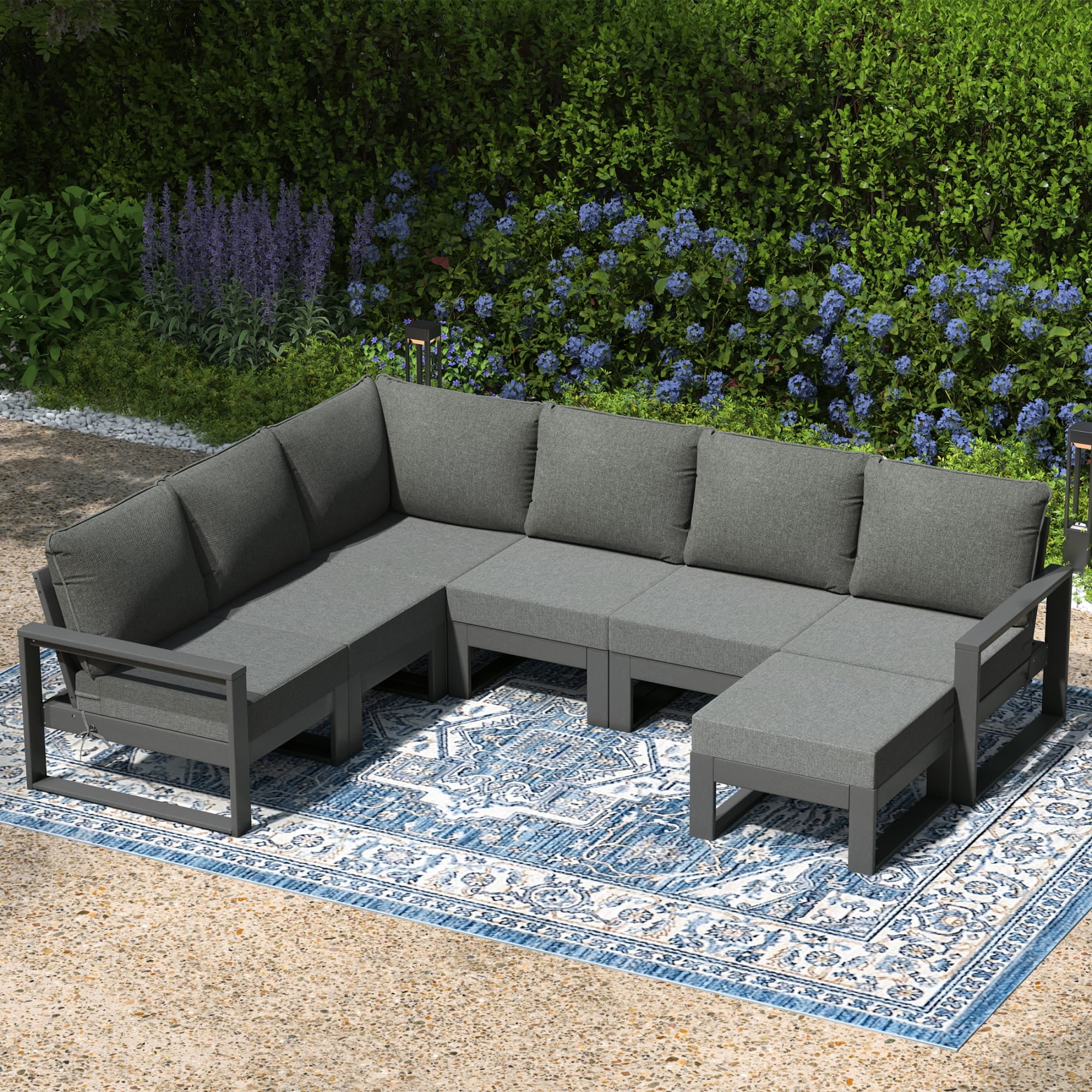 WestinTrends Montara 7-Piece Outdoor Modular L-Shaped Corner Patio ...