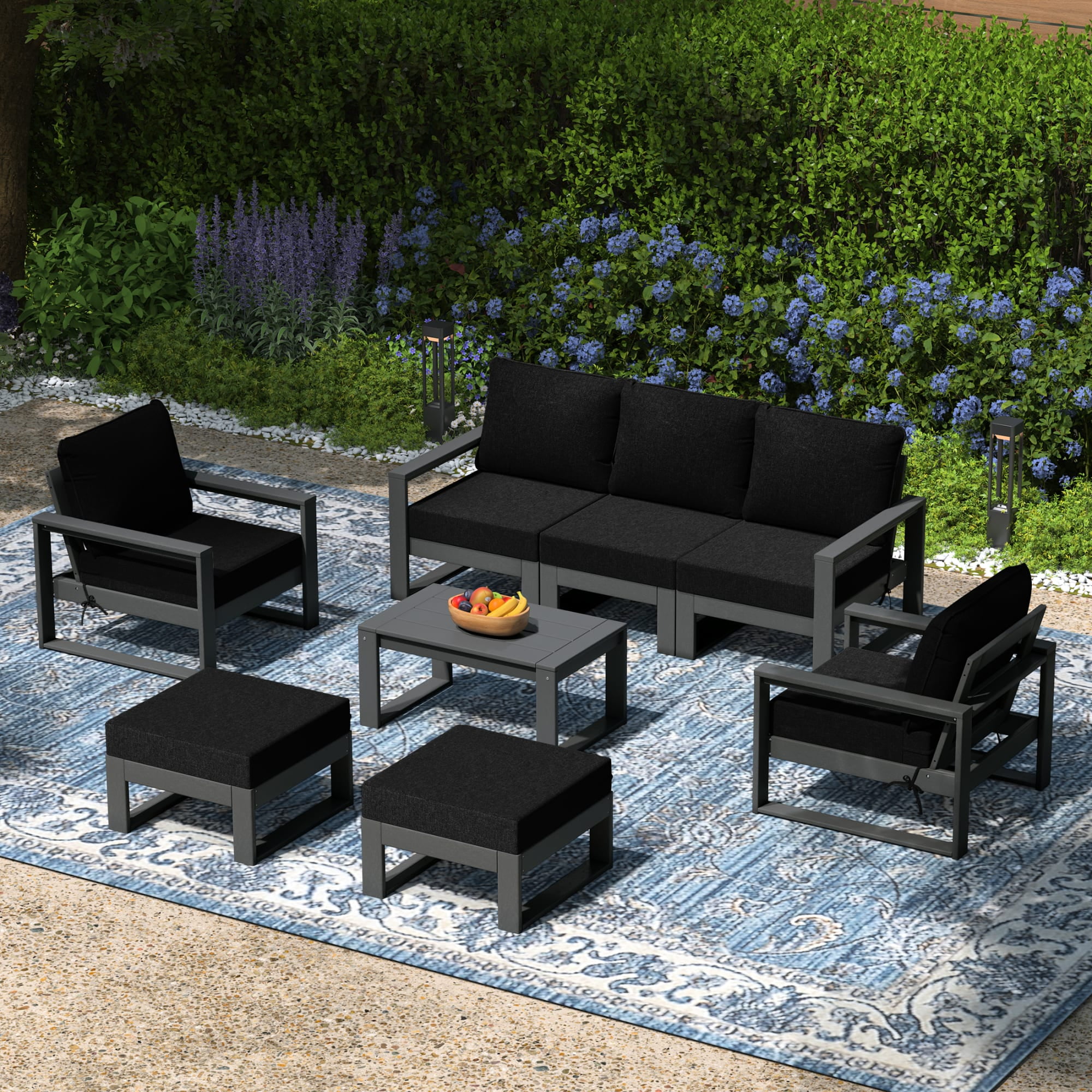 WestinTrends Montara 8-Piece Modern HDPE Outdoor Patio Furniture ...