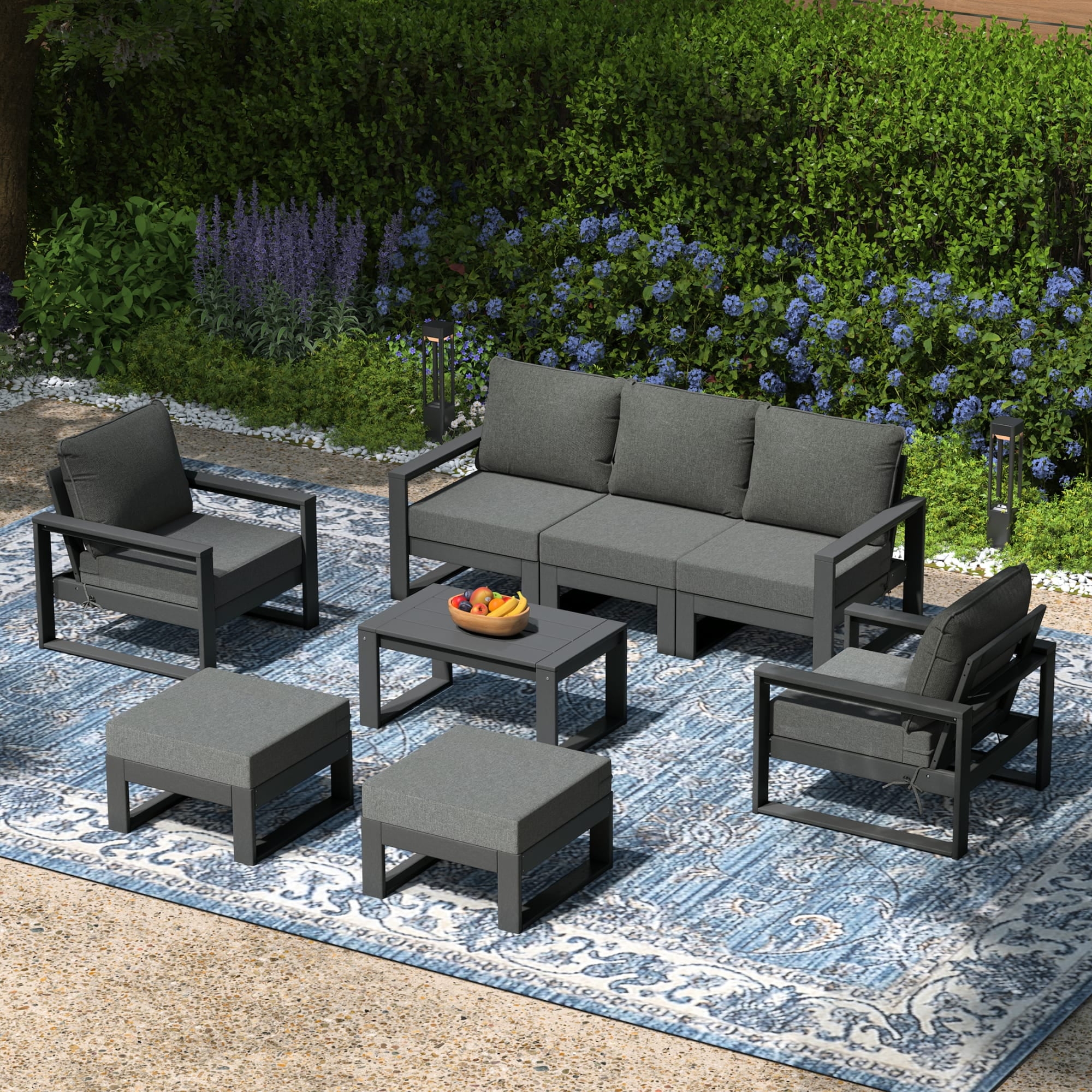 WestinTrends Montara 8-Piece Modern HDPE Outdoor Patio Furniture ...
