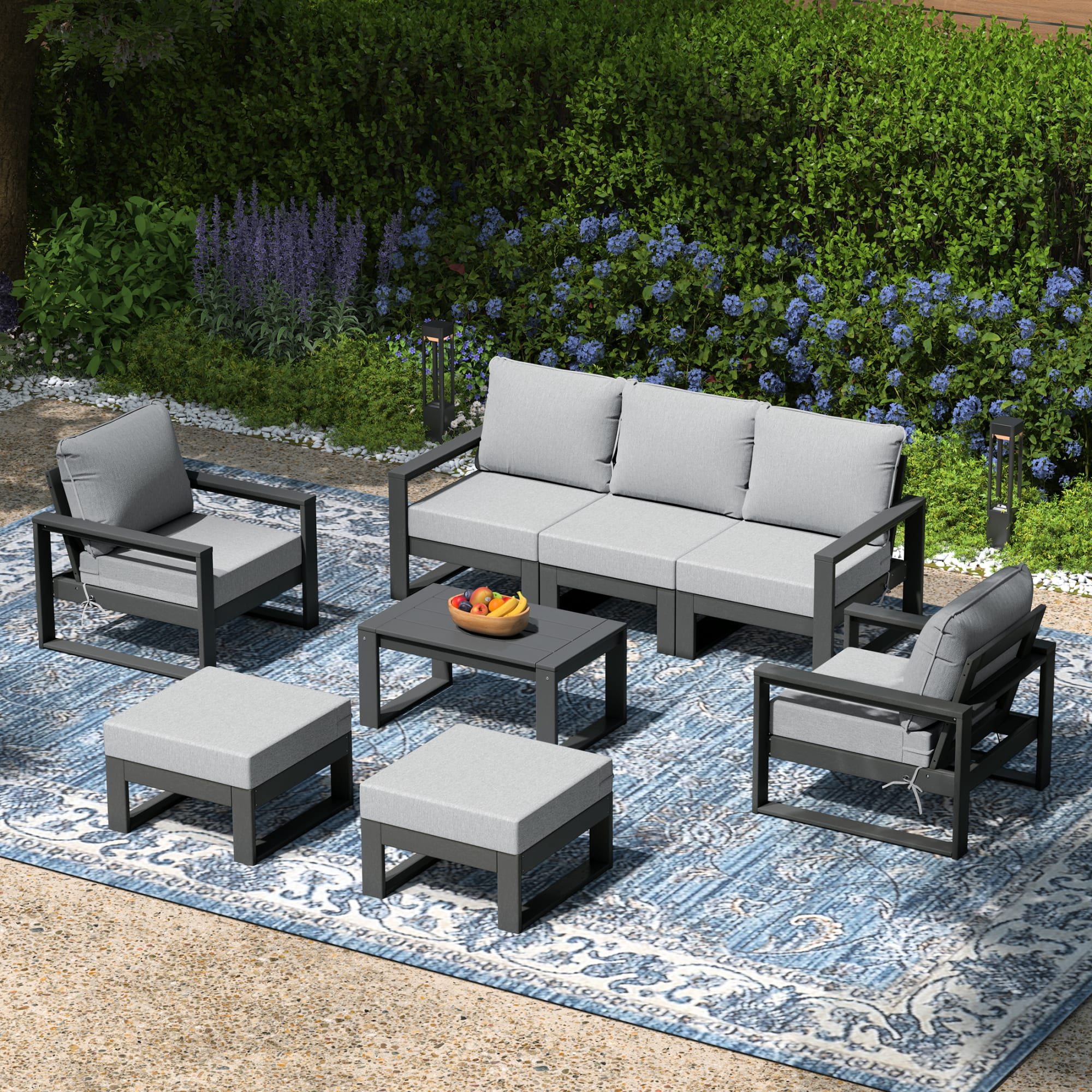 WestinTrends Montara 8-Piece Modern HDPE Outdoor Patio Furniture ...