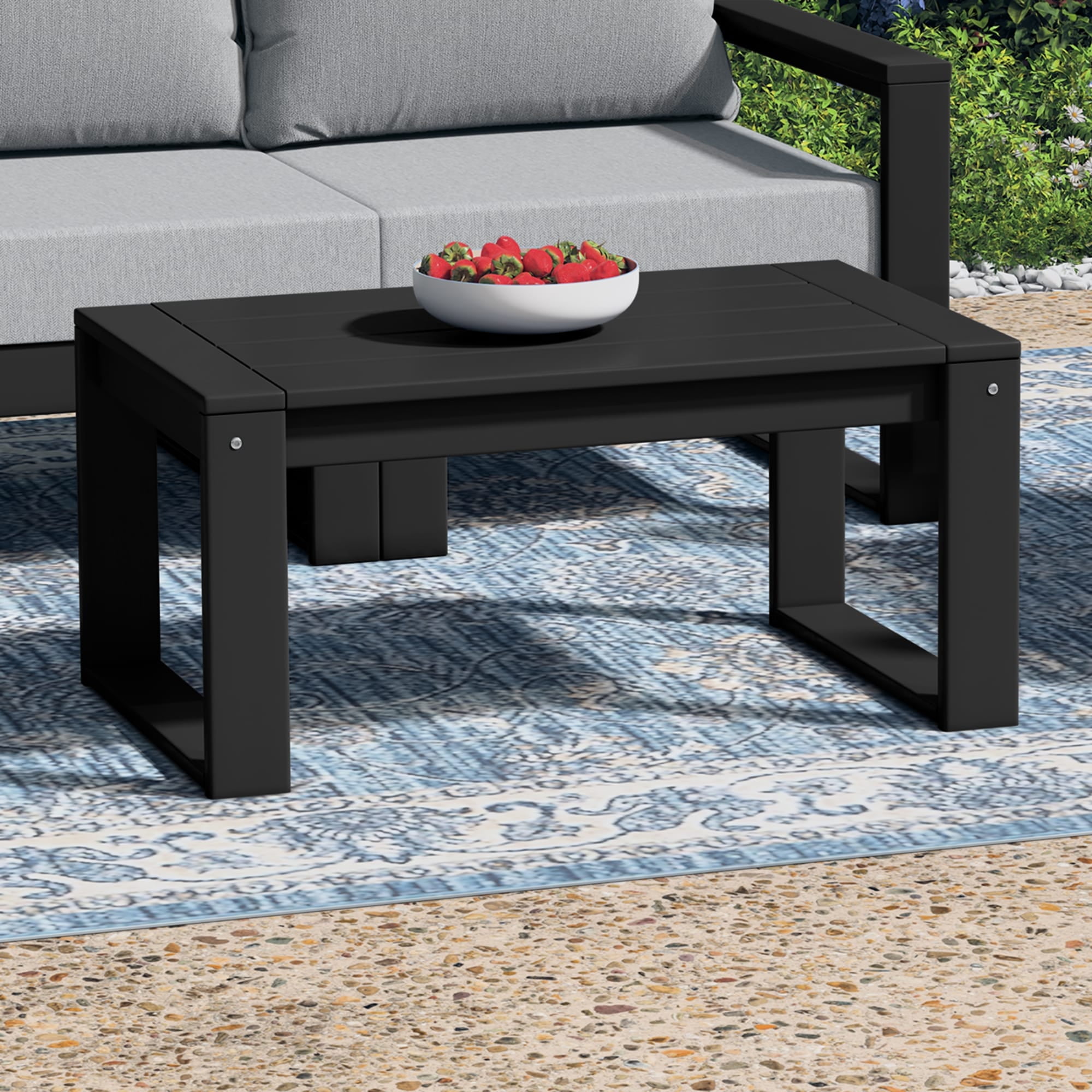 WestinTrends Montara Modern Outdoor HDPE Rectangle Patio Coffee Table ...