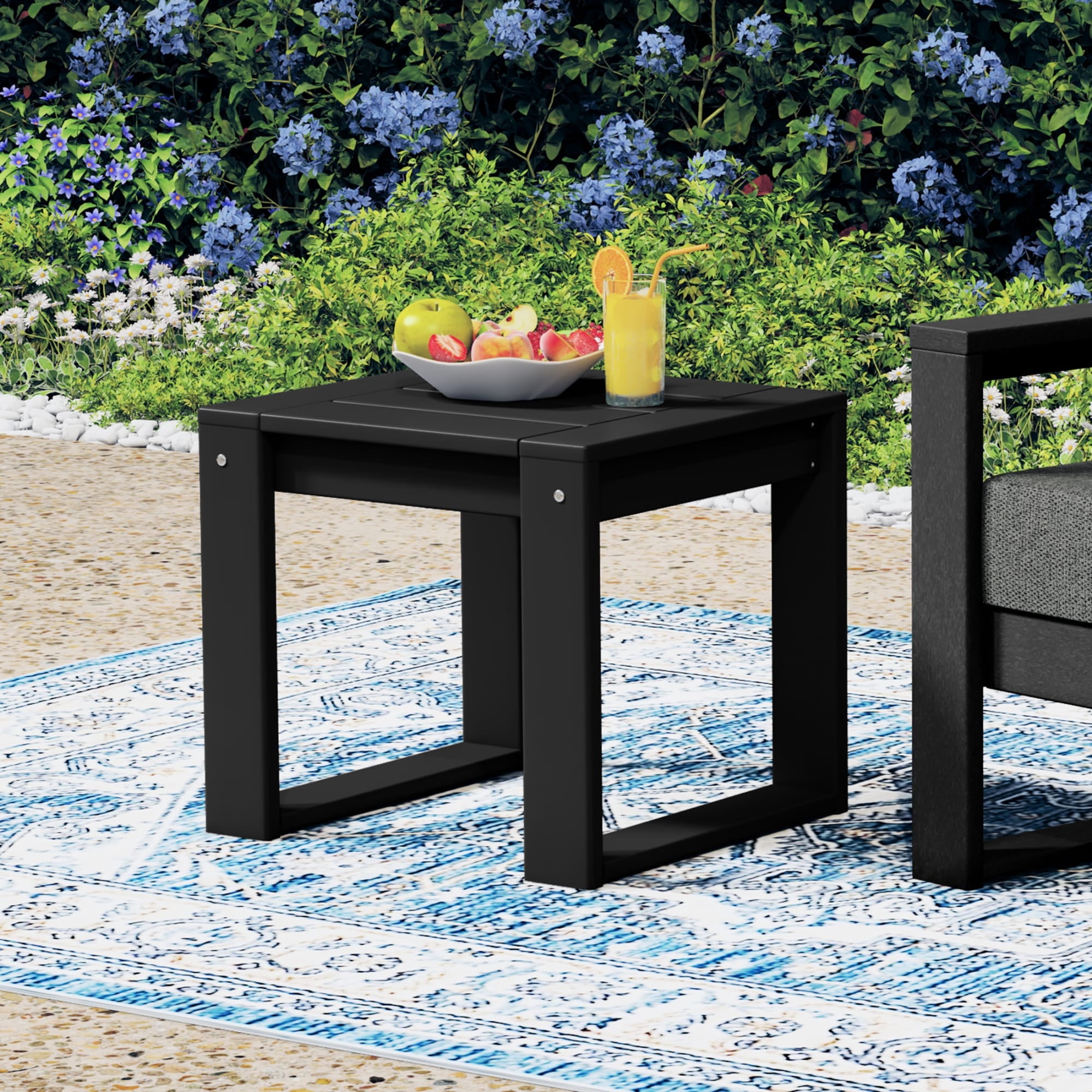 WestinTrends Montara Modern Outdoor HDPE Rectangle Patio Side Table ...