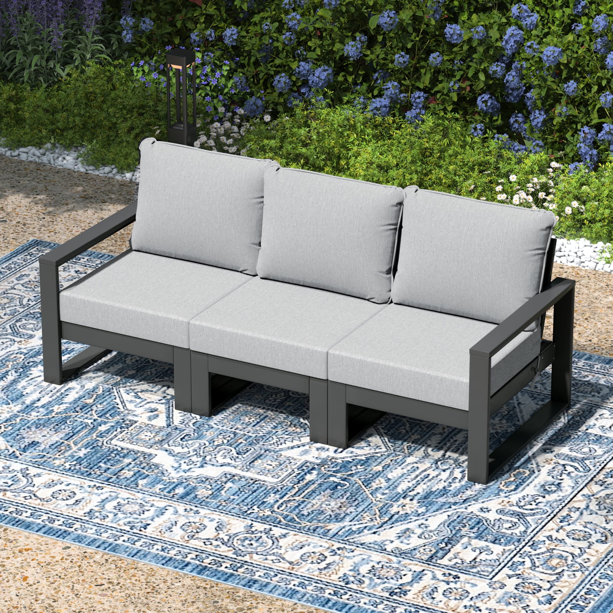 WestinTrends Montara Outdoor HDPE All-Weather Modern Deep Seating Patio ...