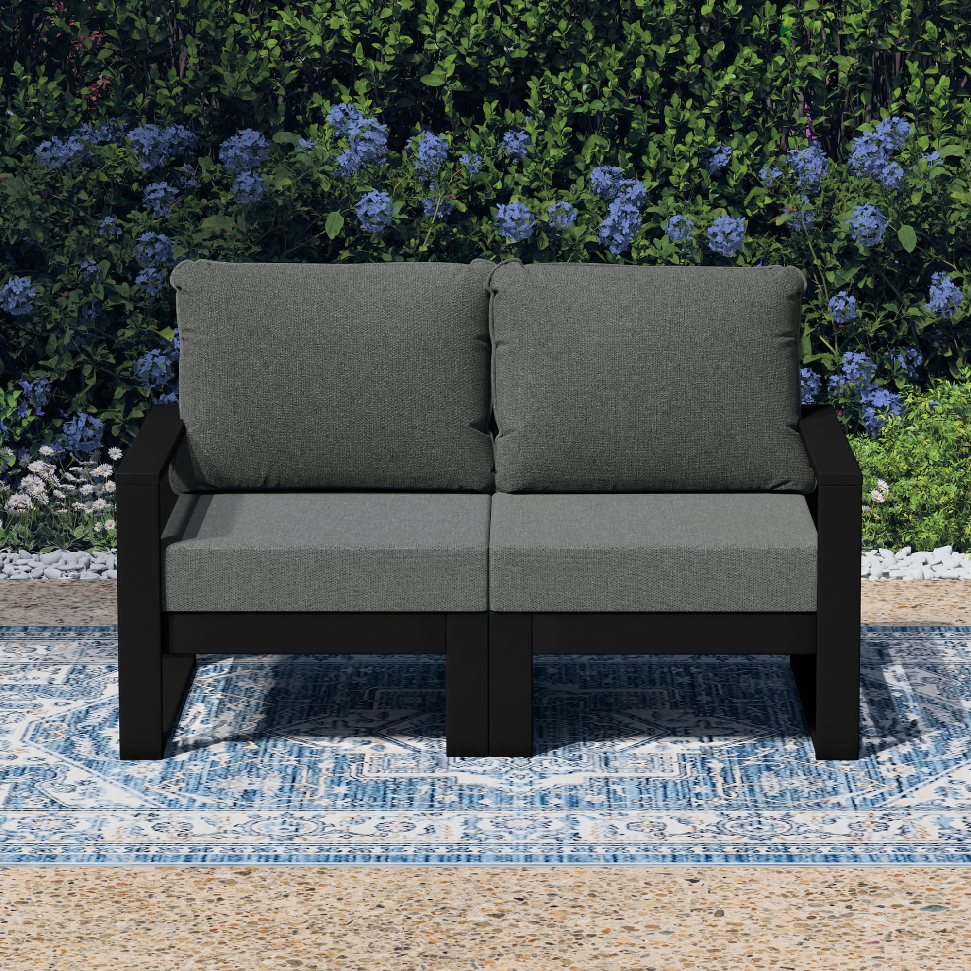 WestinTrends Montara Outdoor HDPE All-Weather Modern Patio Loveseat ...