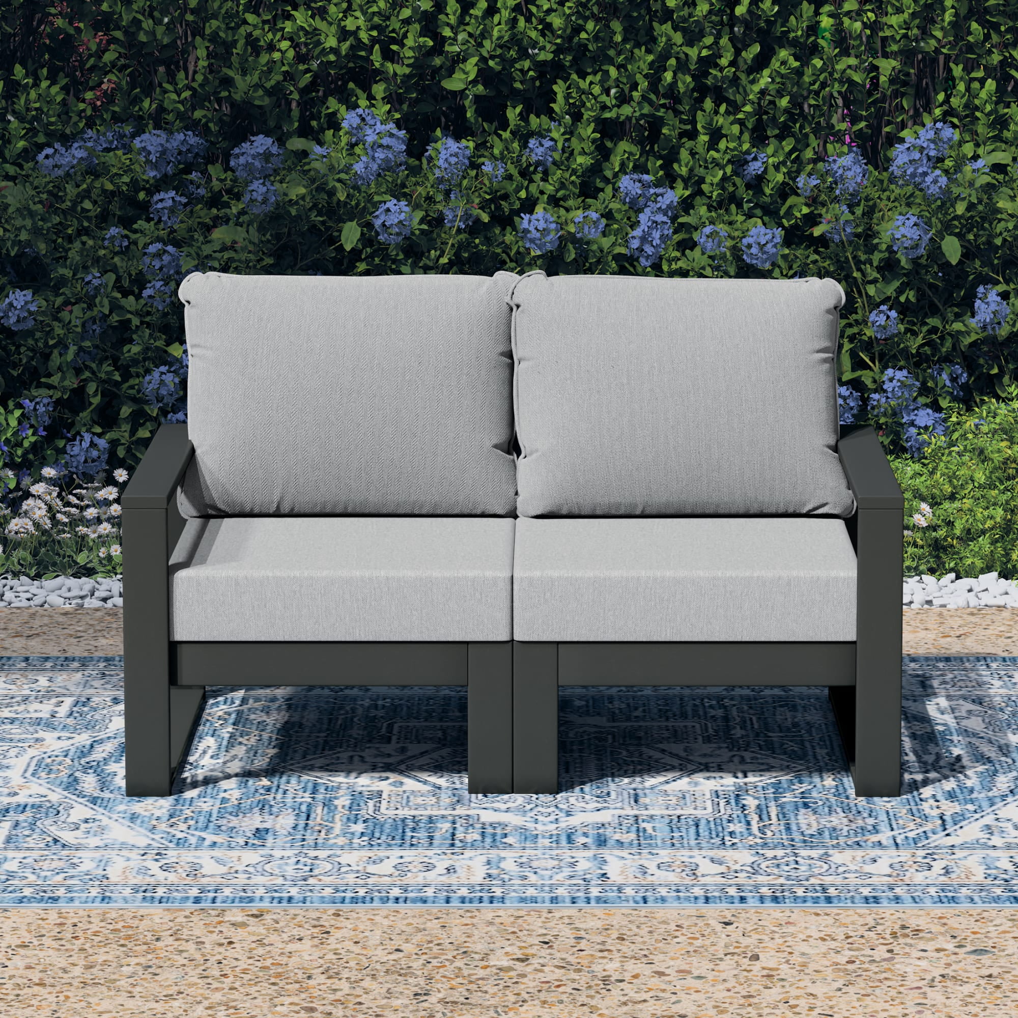 WestinTrends Montara Outdoor HDPE All-Weather Modern Patio Loveseat ...