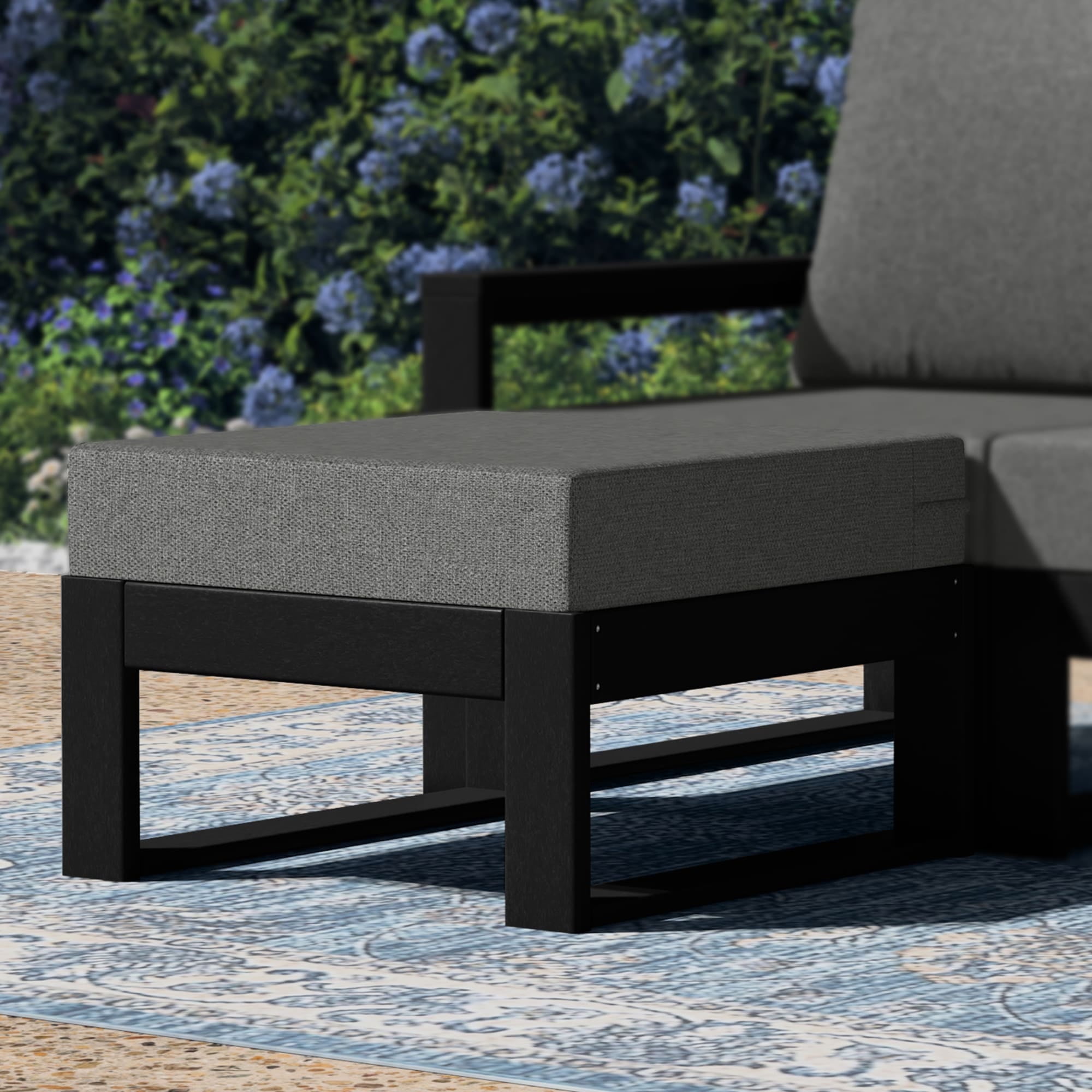 WestinTrends Montara Outdoor HDPE Patio Ottoman with Waterproof Olefin ...