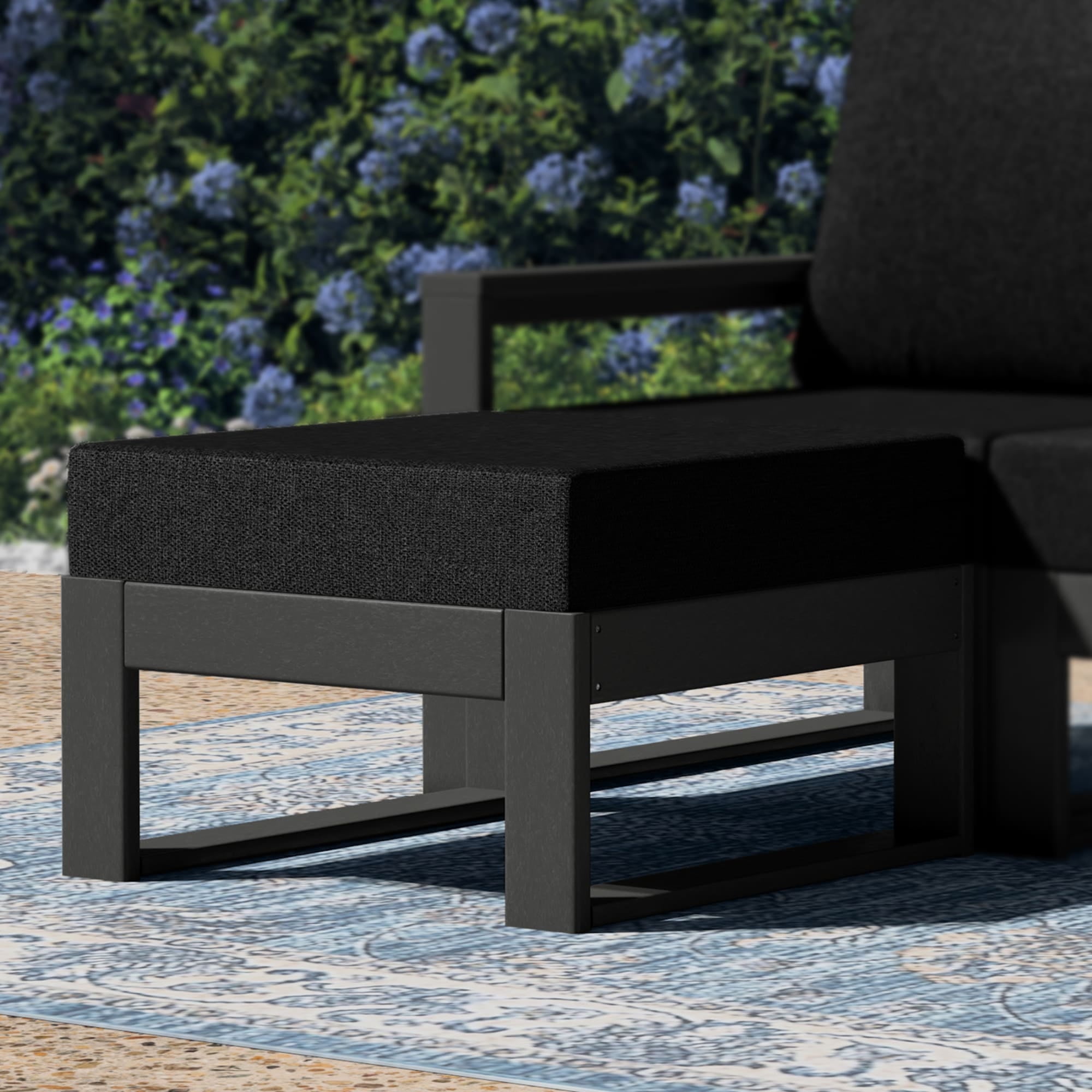 WestinTrends Montara Outdoor HDPE Patio Ottoman with Waterproof Olefin ...
