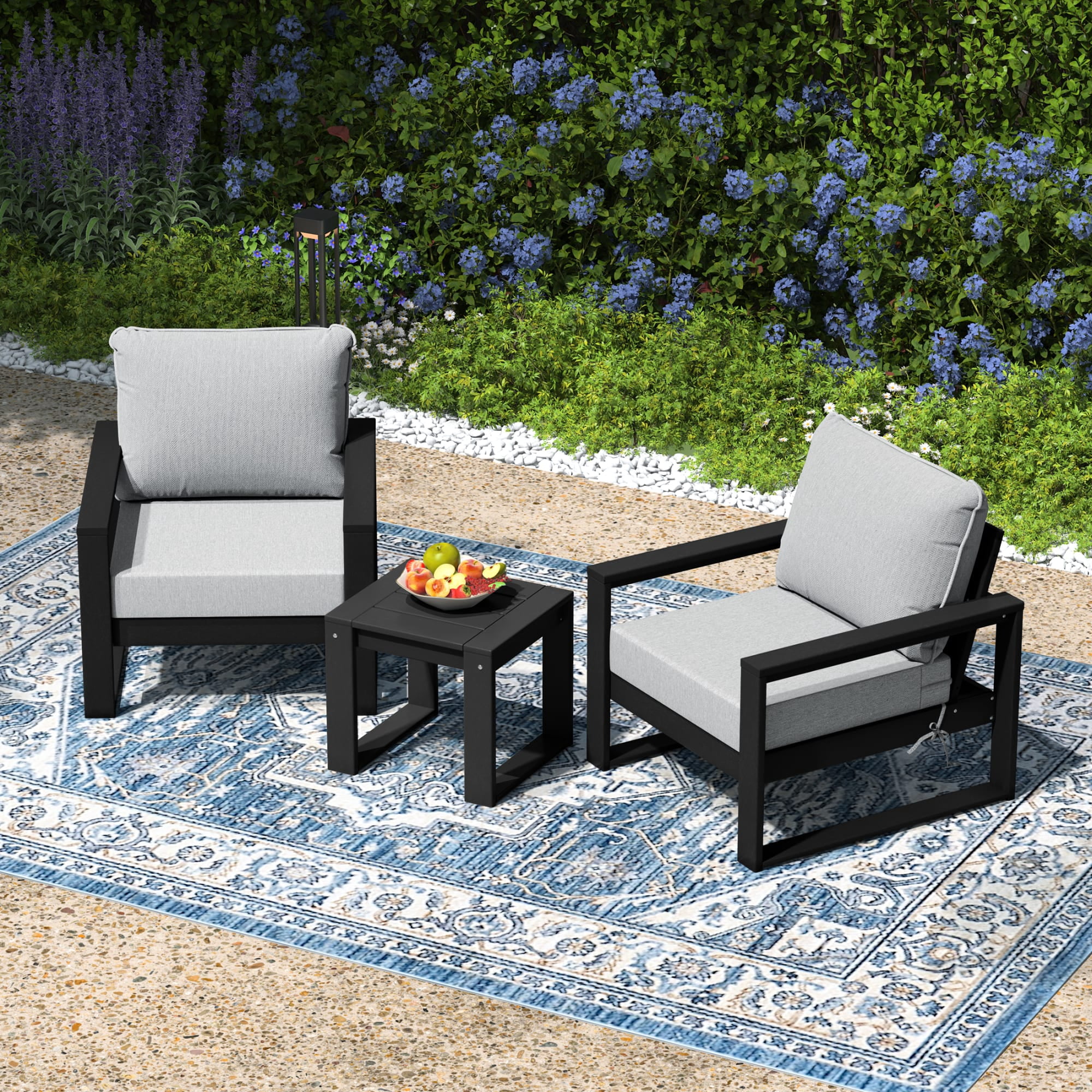 WestinTrends Montara Outdoor Modern 3-Piece HDPE Patio Sofa Set with ...